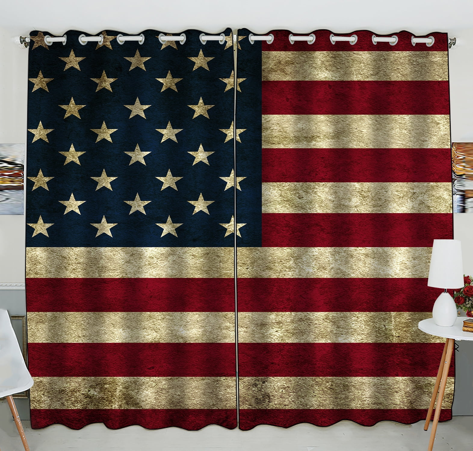 Gckg American Flag Window Curtain,American Flag Grommet Blackout ...