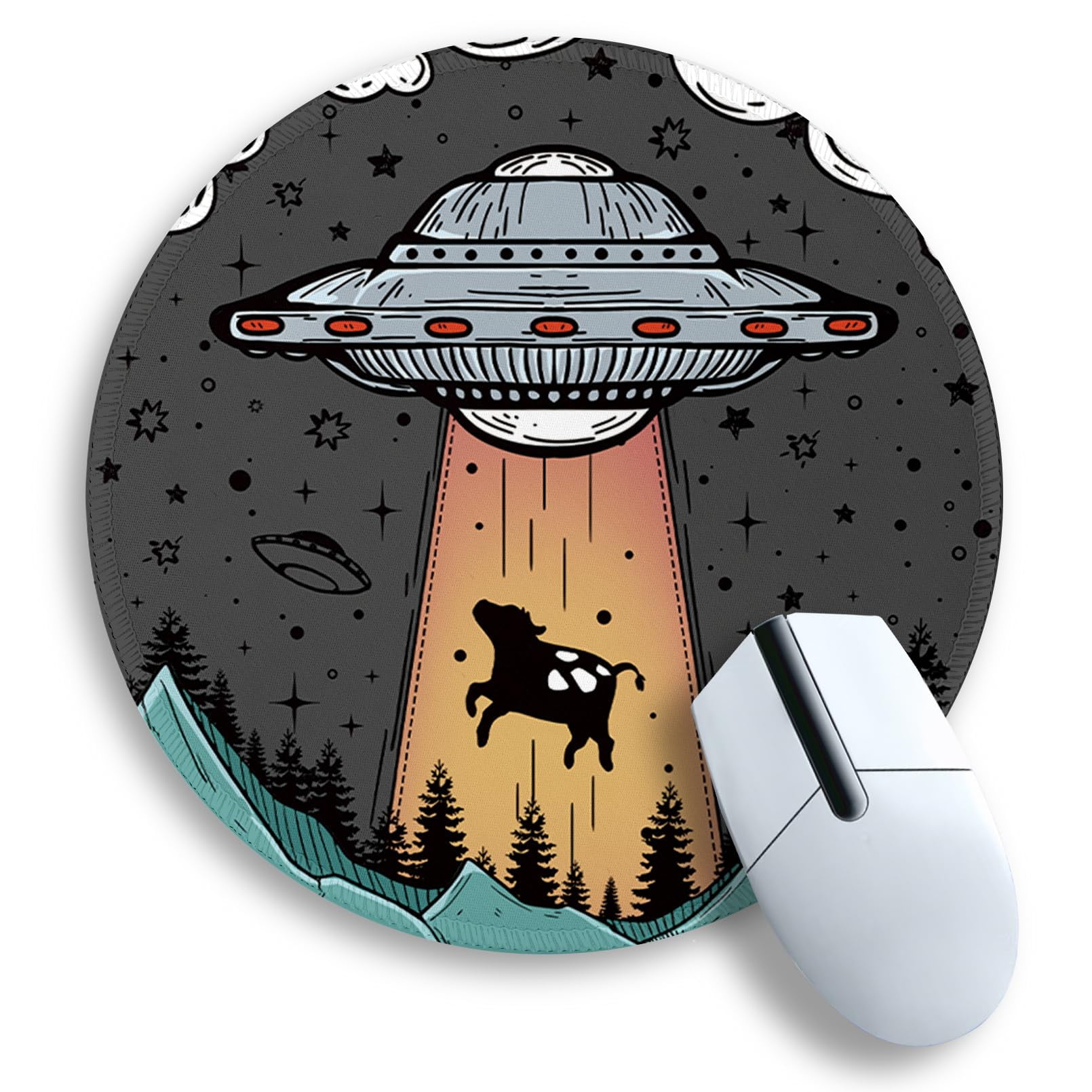 Gctriki Funny Round Mouse Pad, Mini Mouse Pad for Desk, Fun UFO Cow ...