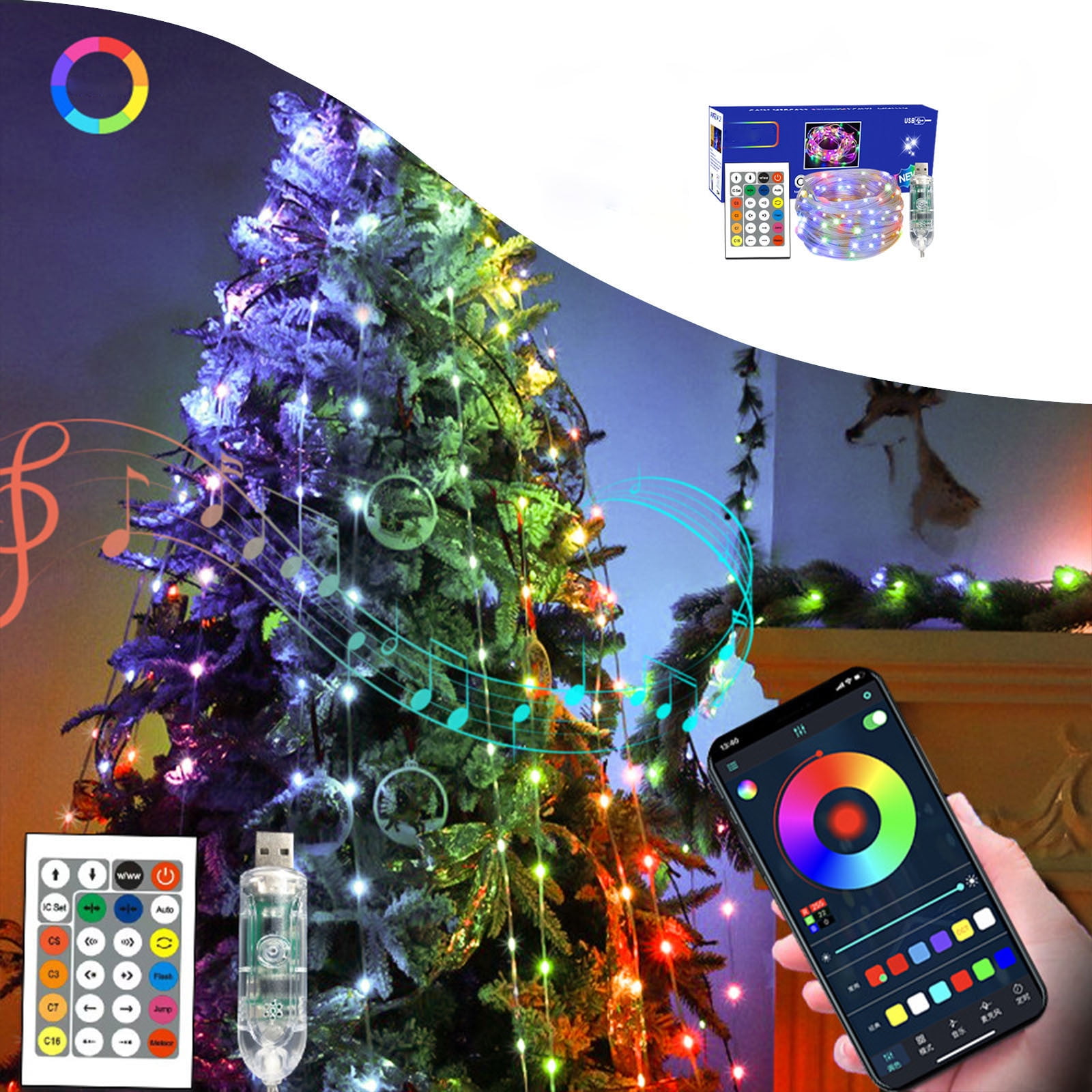 Gcvizuso Christmas Lights, String Lights, 5 Meters LED USB String Light ...