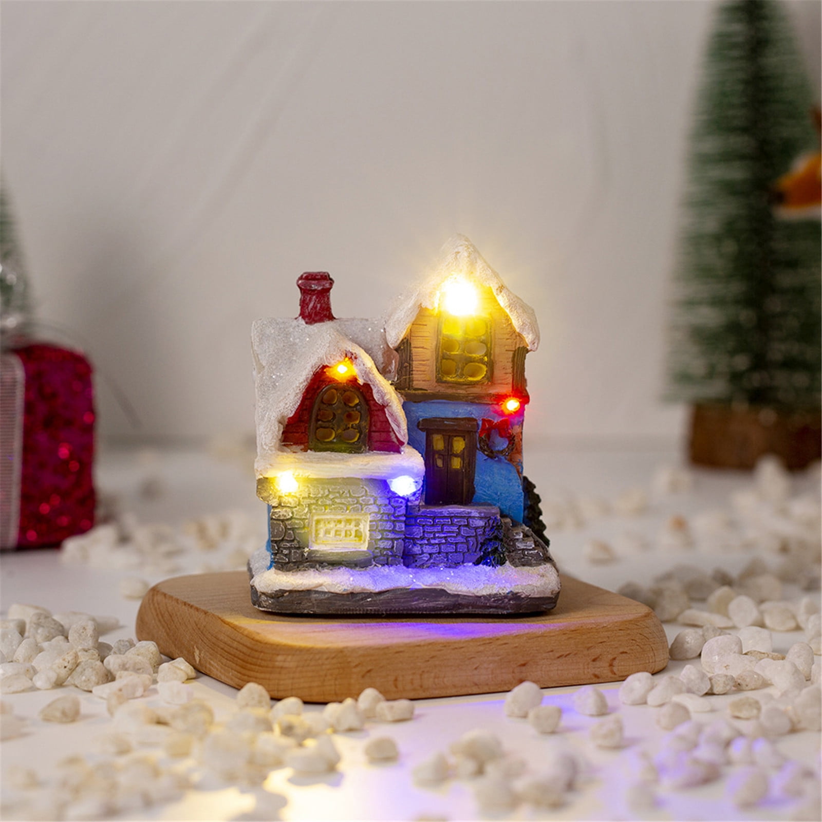 Gcvizuso Christmas Lights, String Lights, Resin Christmas Scene Village ...