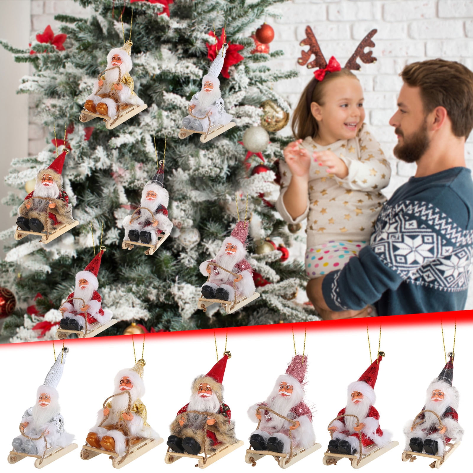 Gcvizuso Christmas Tree, Christmas Tree Decorations, Enamel Santa Claus ...
