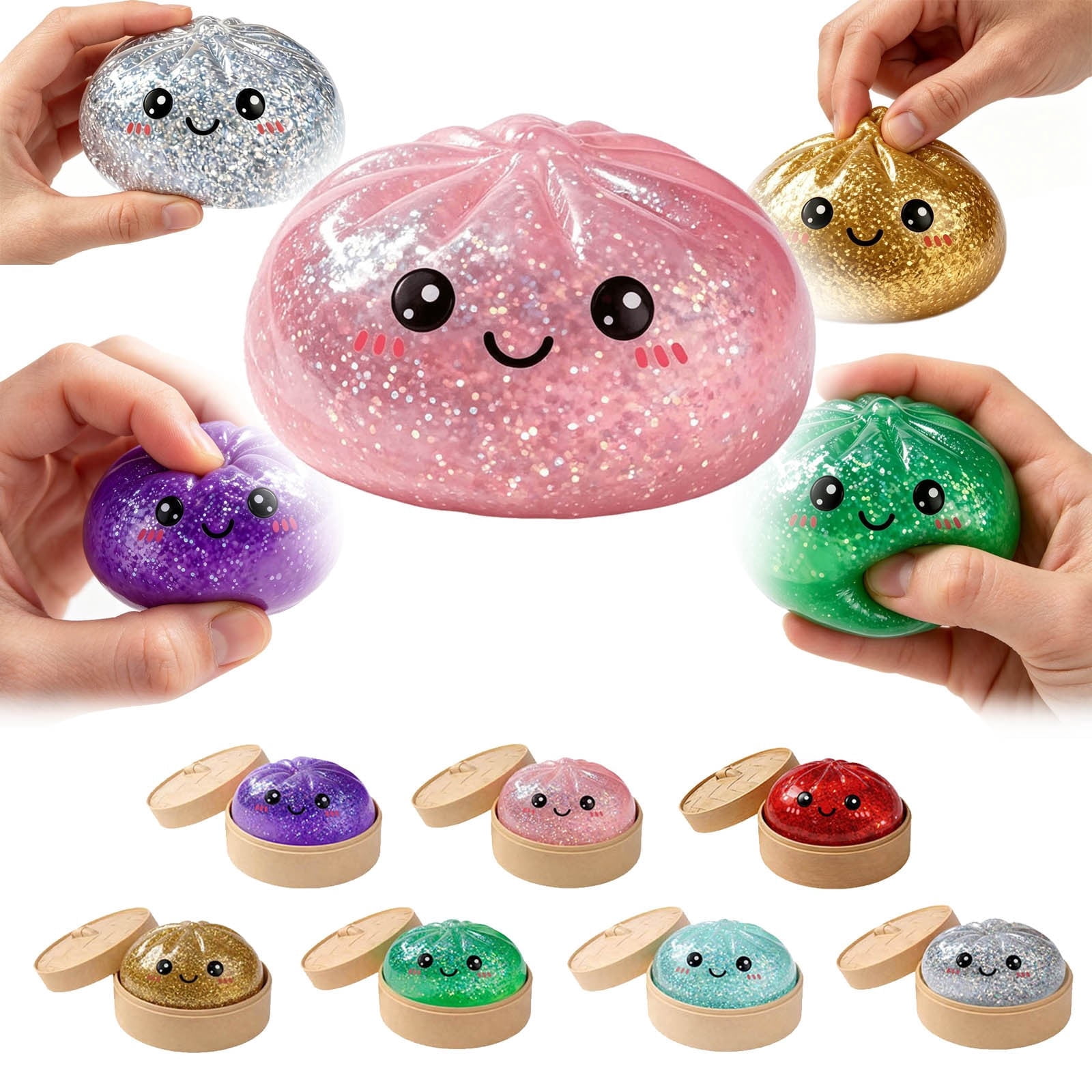 Gcvizuso Stress Squeeze Balls, Rainbow Squish Dumplings, Bun Squishies ...