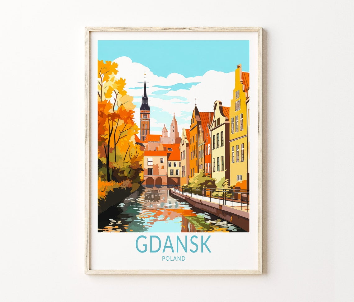 Gdansk Poster, Gdansk Poland Travel Poster, Poland City Wall Art, Gdansk Poland Wall Decor ...