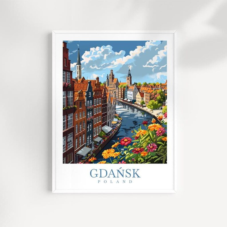 Gdansk Travel Art Print, Poland Wall Hanging, Gift for Art Lovers of ...