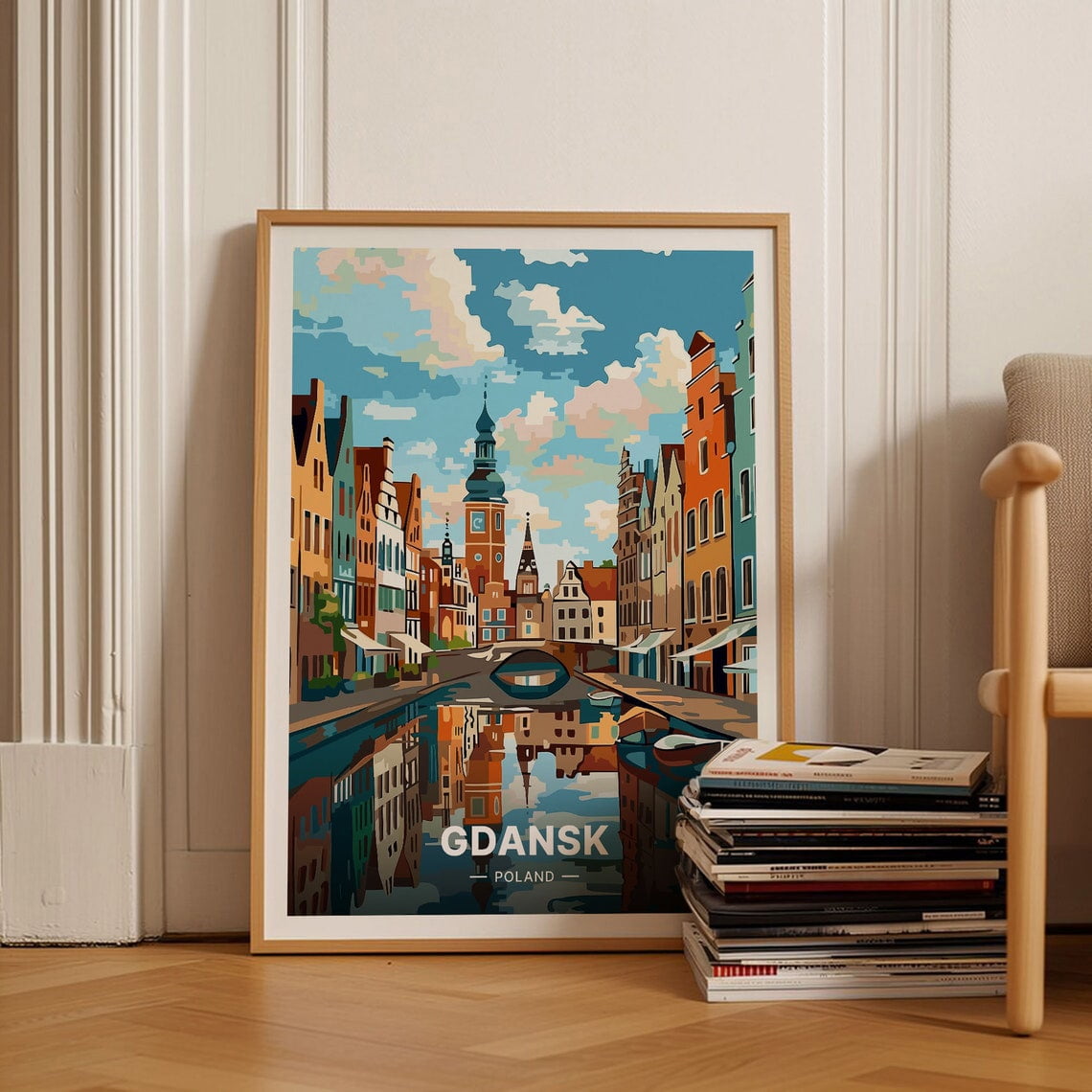 Gdansk Travel Poster, Polish Baltic Coast Wall Art, Home Decor, Poland ...
