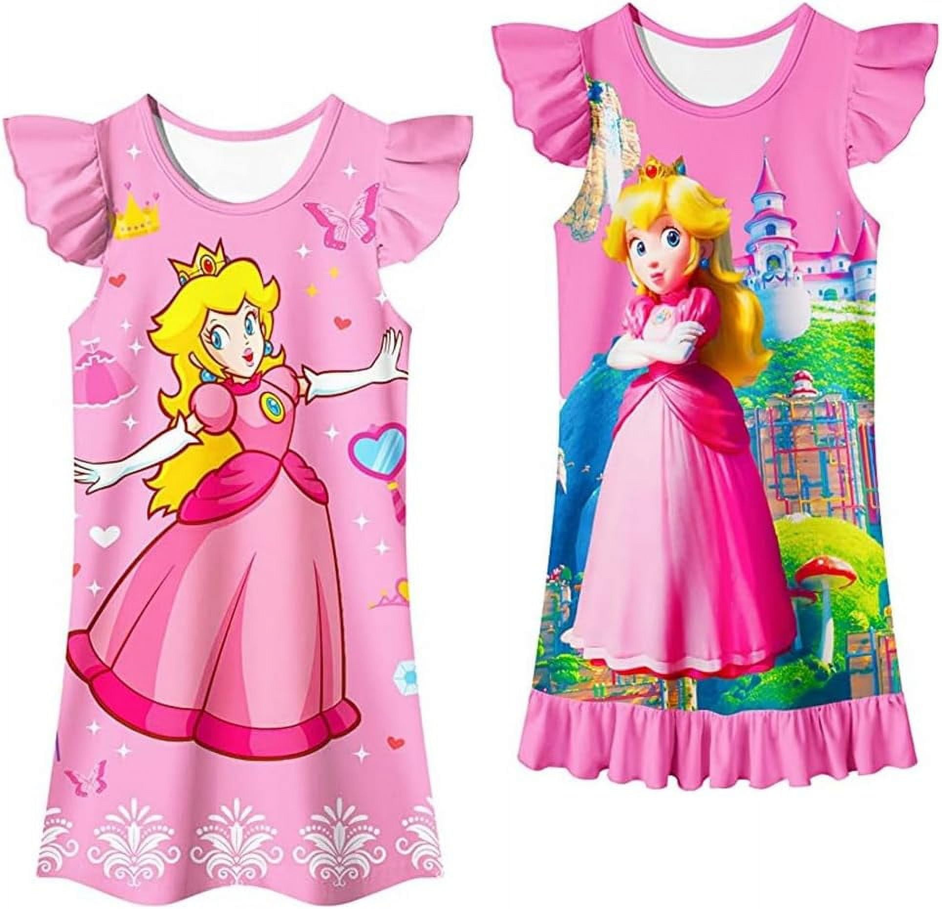 Gdledy Jankles 2Pcs Girl Princess Peach Red Dress Girl Cartoon Dress ...