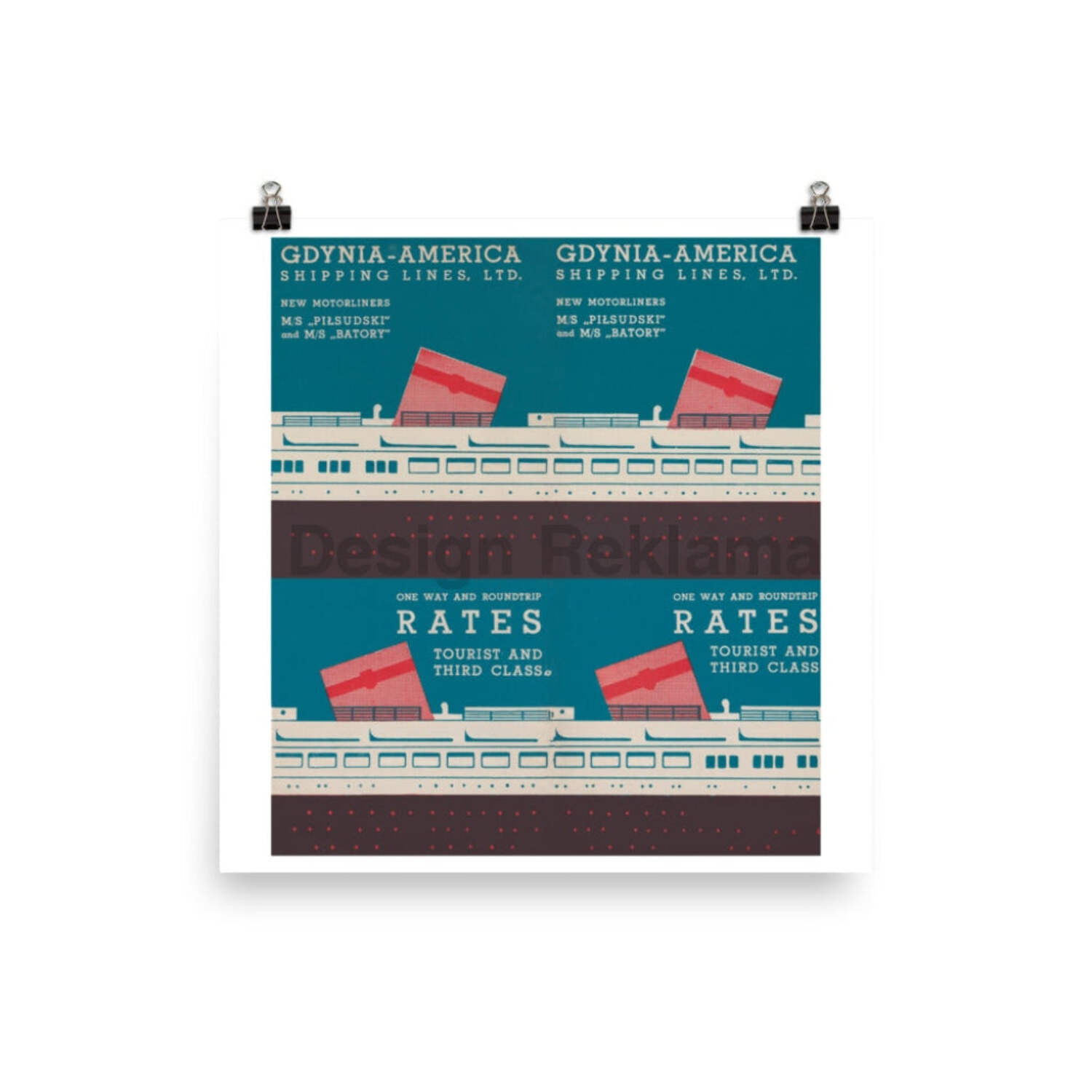 Gdniya America Shipping Lines, 1935. Unframed Vintage Travel Poster ...