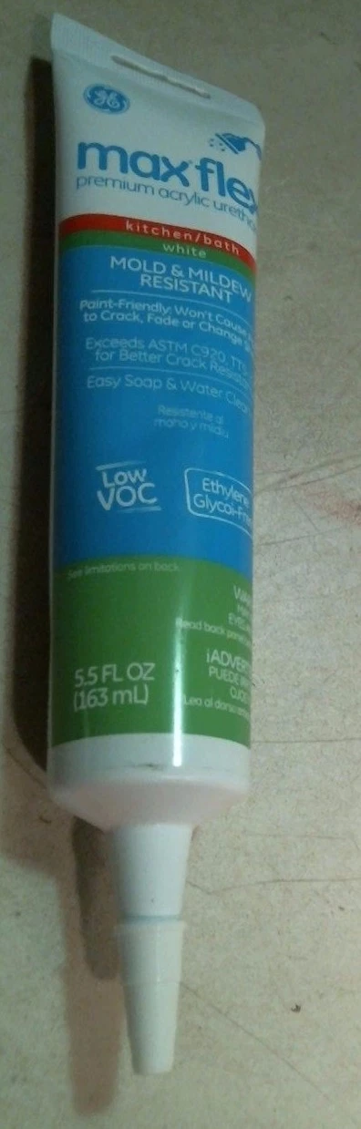 Ge 23978 Max Flex Premium Acrylic Urethane Caulk 5.5 Oz White Kitchen & Bath Fs - Walmart.com