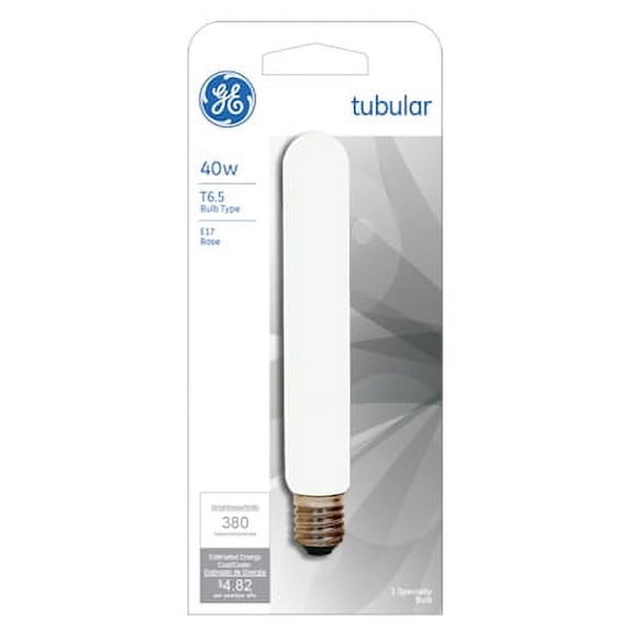 Ge 2PK GE 40T6-1/2 40W 120V Clear Tubular Light Bulb - Walmart.com