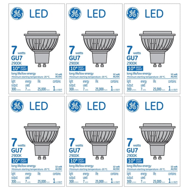 Ge 42341 Led GU7 Bulb 12Volts AC/DC 7 watts 2900K 300 Lumens (pack of 6 ...