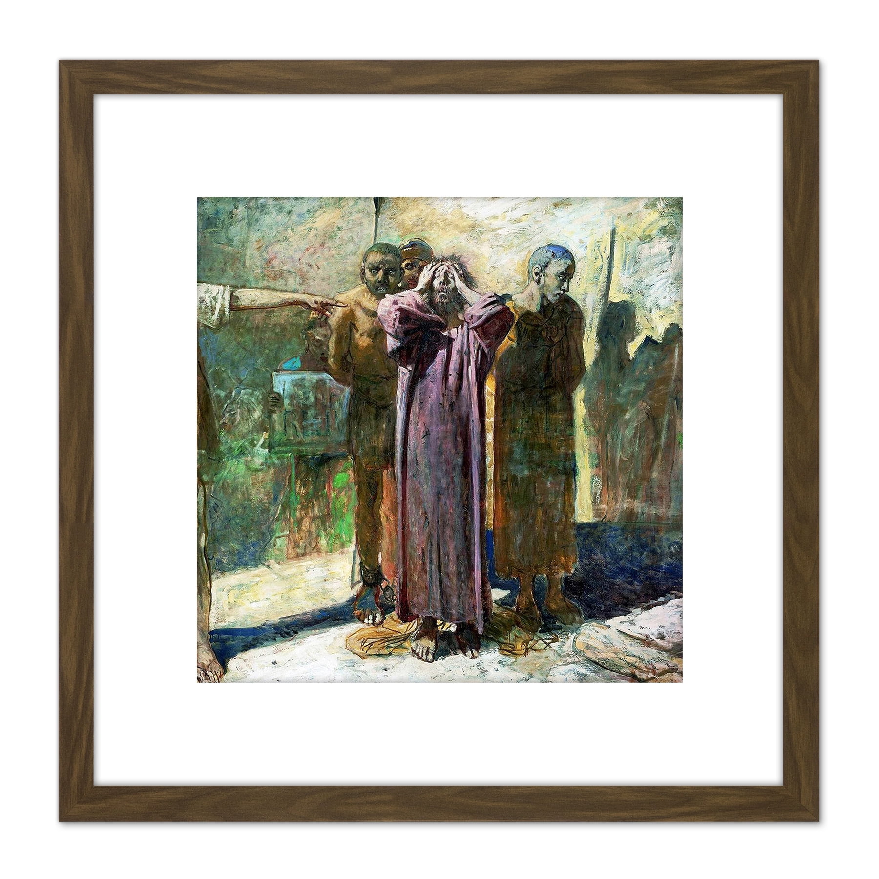 Ge Christ Golgotha Condemned Biblical Painting 8X8 Inch Square Wooden ...
