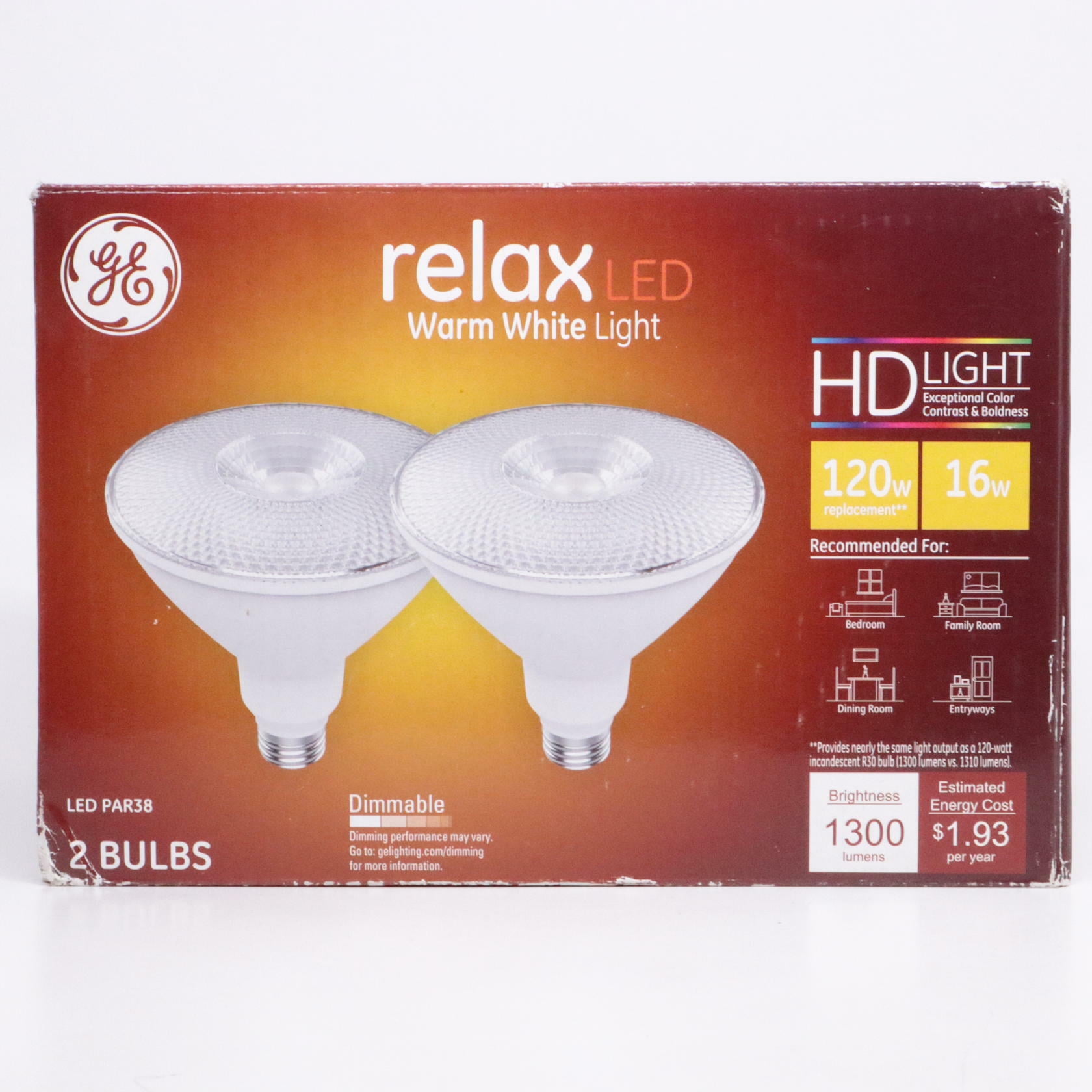Ge Current LED Bulb,PAR38,2700K,1300 lm,16W,PK2 LED16DP389CWW-2P ...