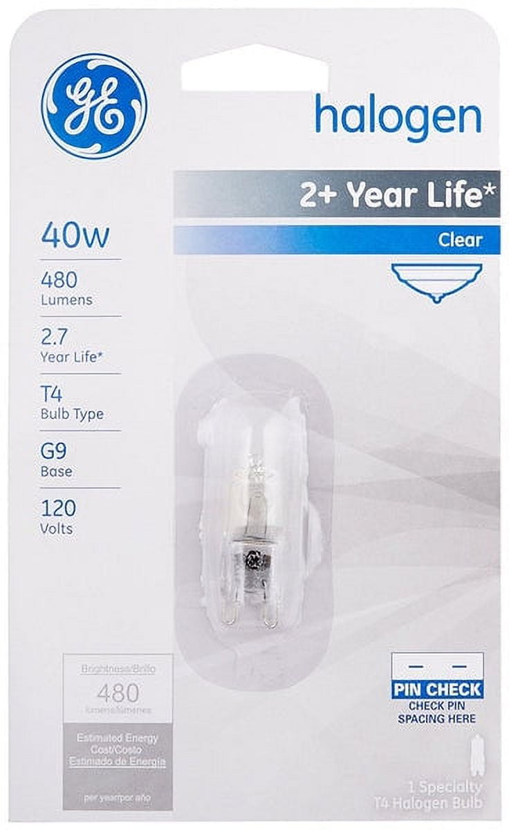Ge Lighting 16755 Single-Ended G9 Base T4 Quartz Halogen Bulb, 40W ...