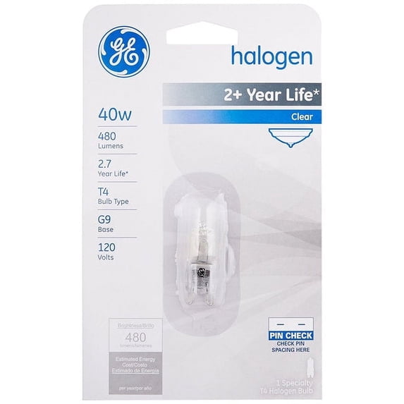 Ge Lighting 16755 Single-Ended G9 Base T4 Quartz Halogen Bulb, 40W ...