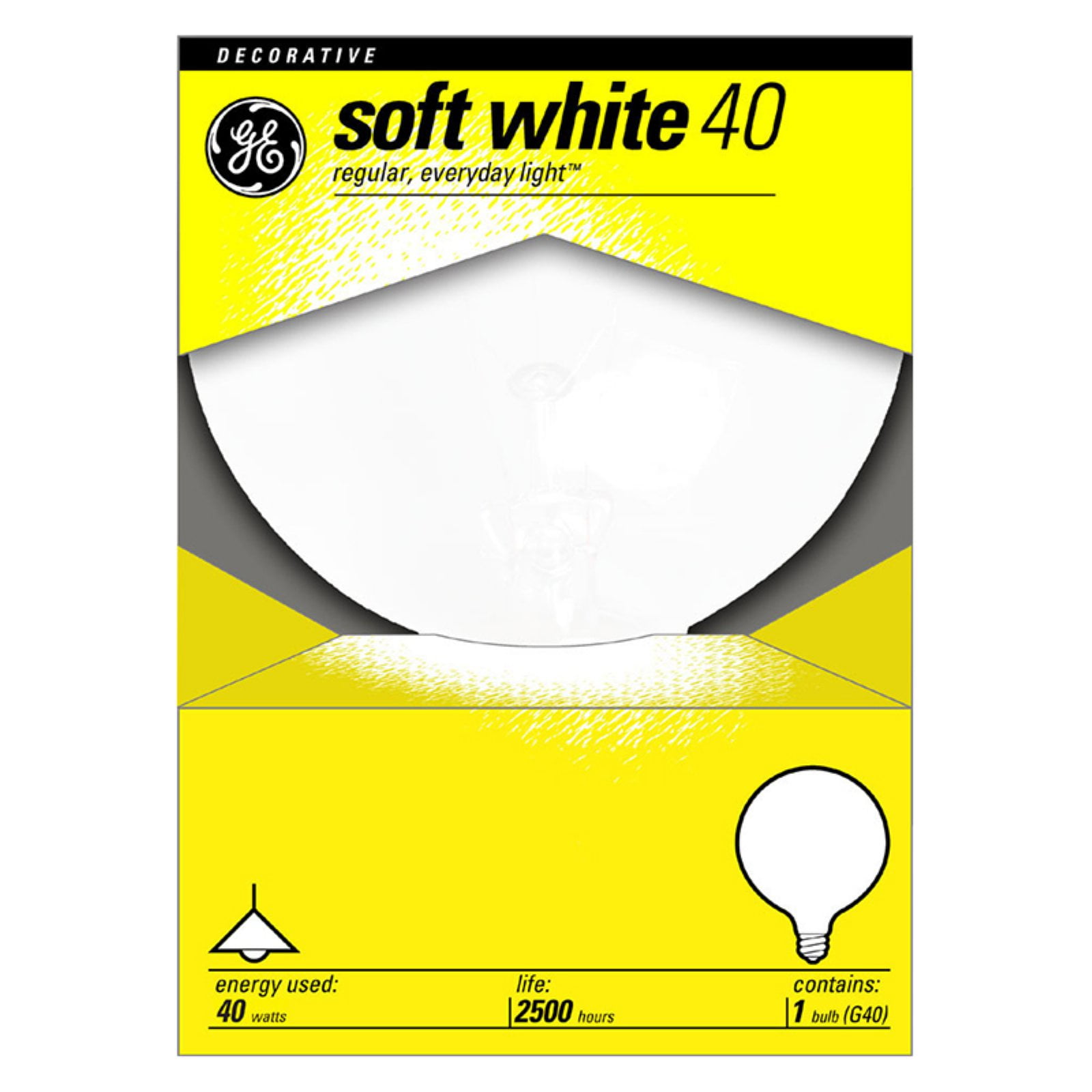 Ge Lighting 36191 Incandescent Globe Bulb G40 Medium Screwe26 120v 40w ...
