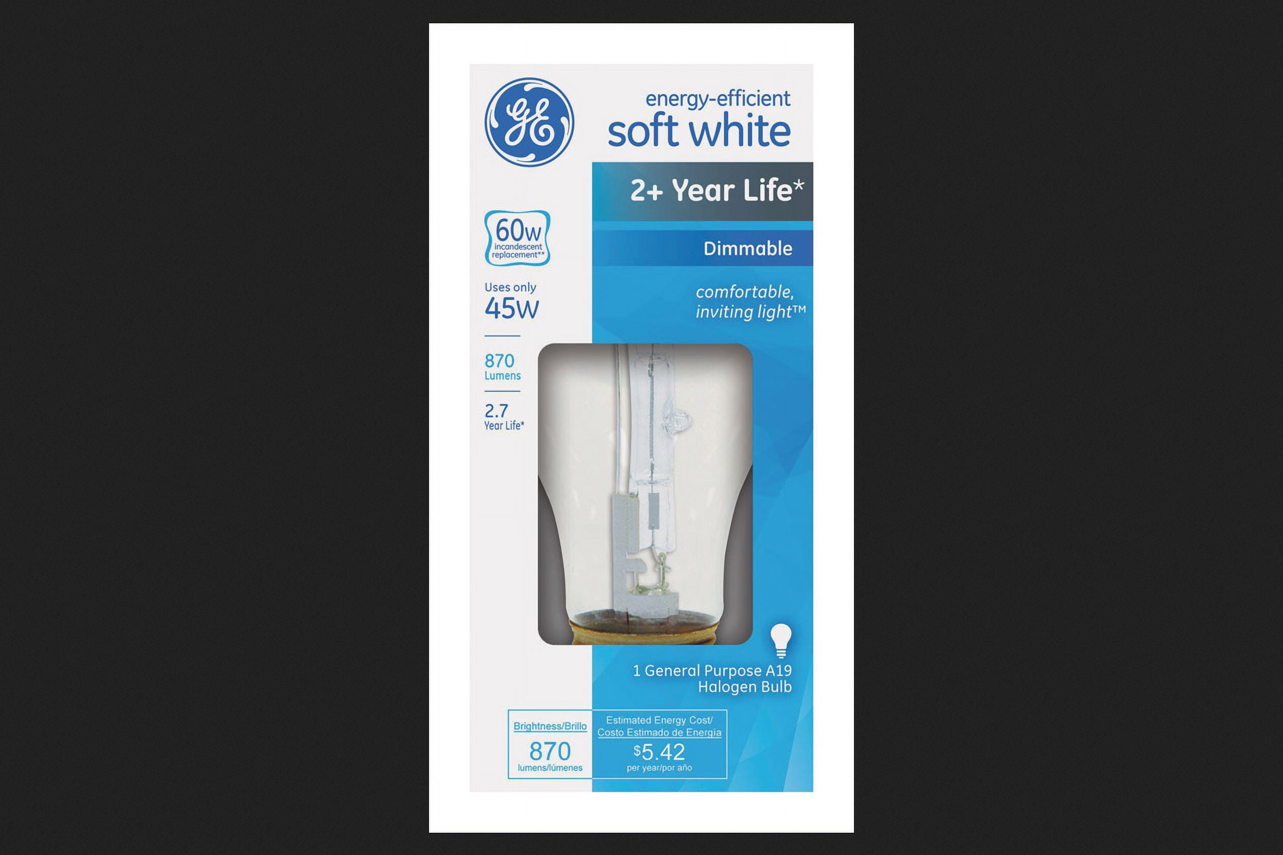 Ge Lighting 74195 Energy Saving Halogen 45-Watt General Purpose A19 ...