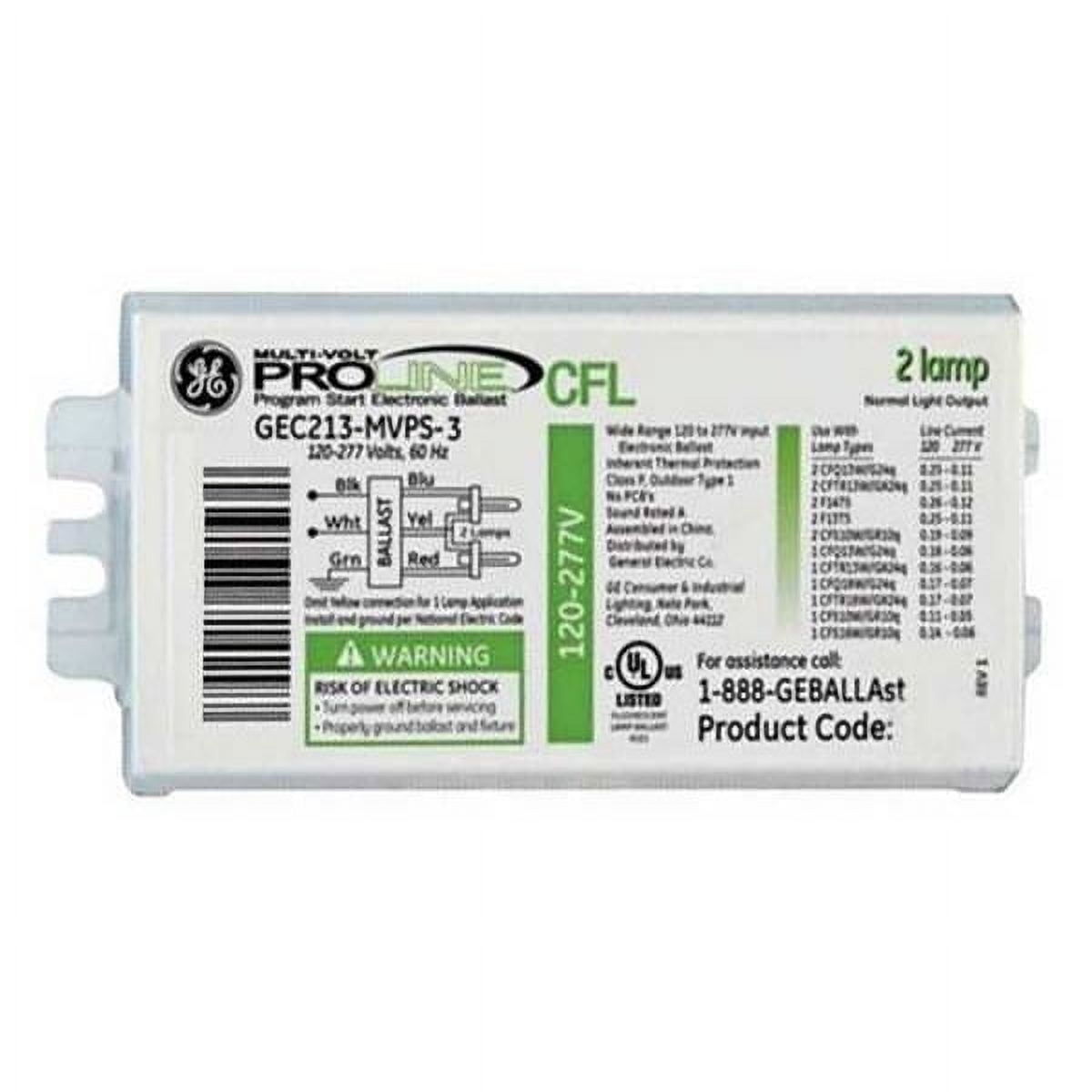 Ge Lighting CFL Ballast,Programmed/Rapid Start,13W GEC213-MVPS-3W ...