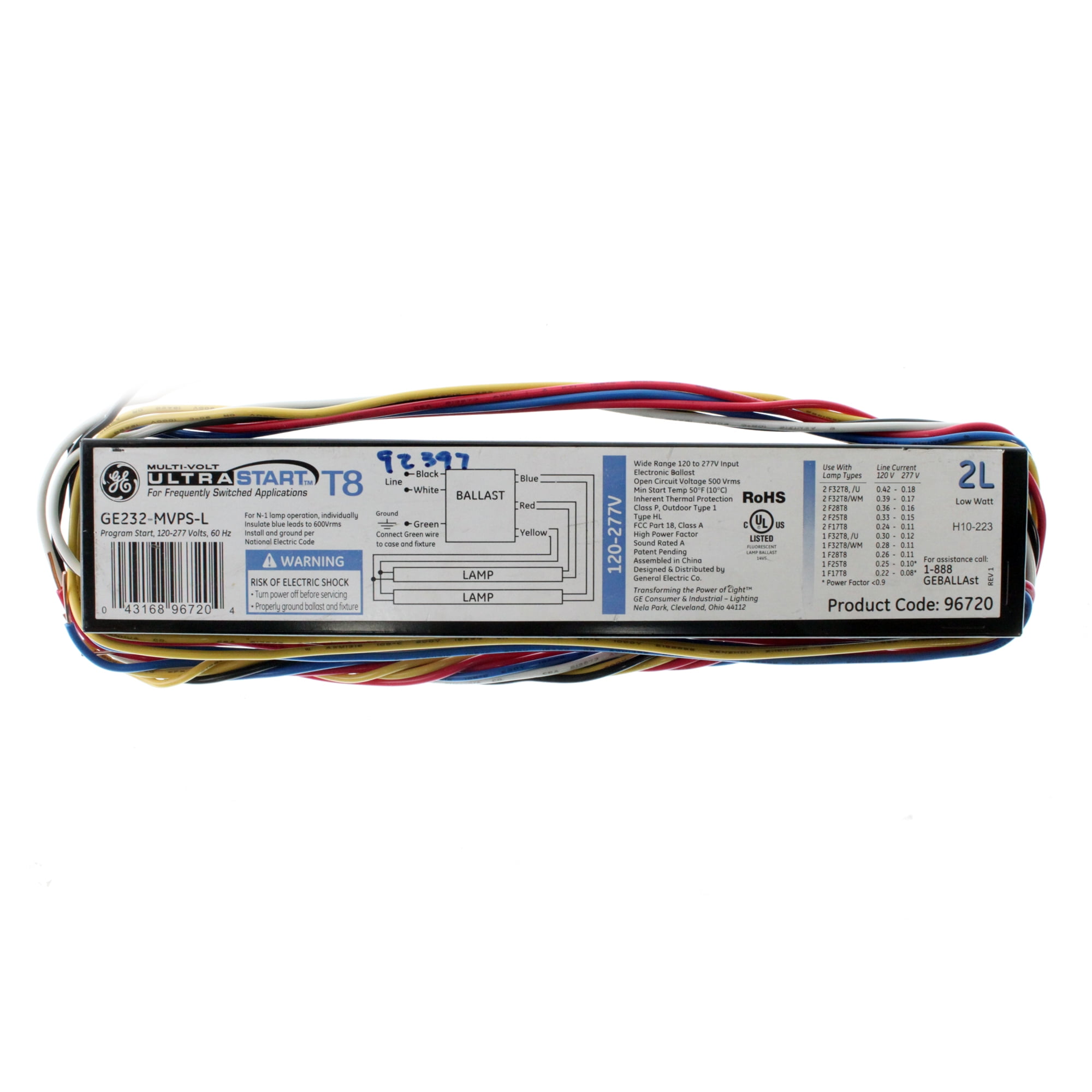 GE Lighting Ultra Start Electronic Fluorescent T8 Programmed Rapid ...