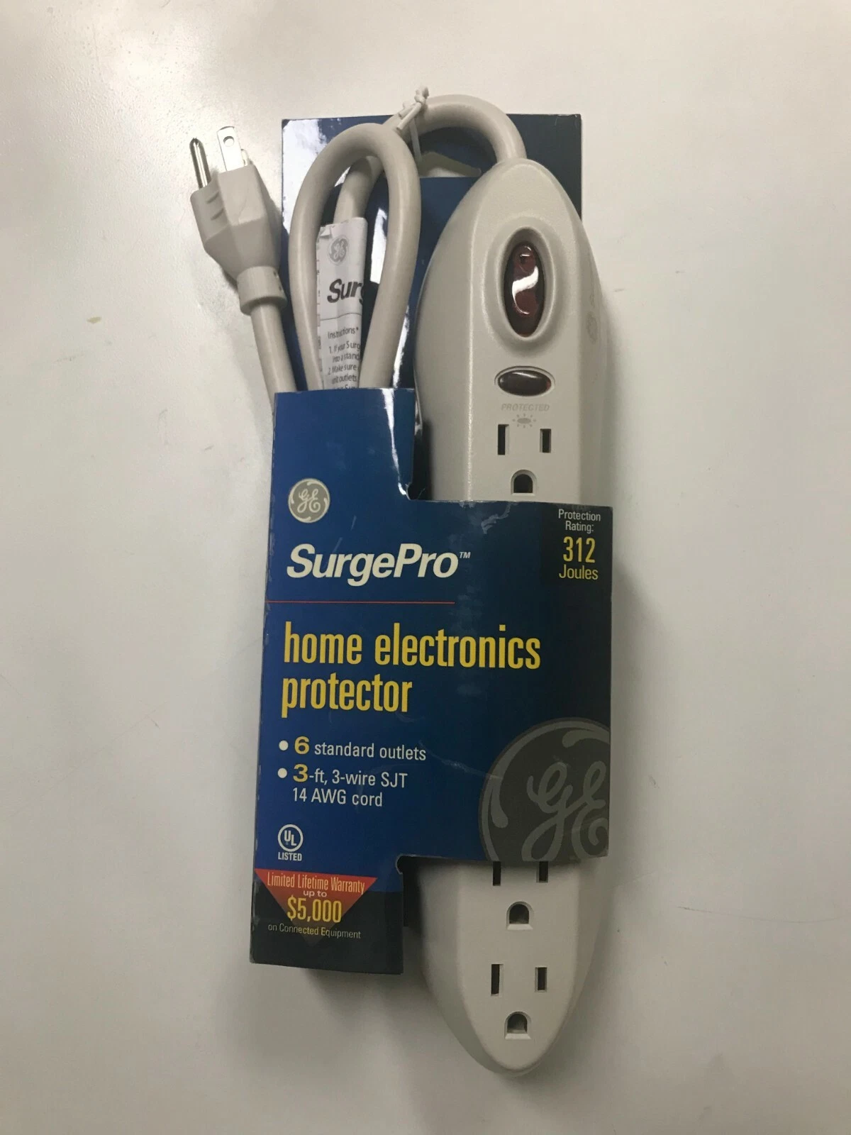 Ge Surgepro 6-Outlet Home Electronics Protector 312 Joules, 3-Ft. 14 ...