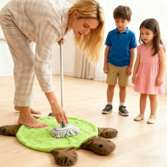 GeBuSn 30cm/11.81in Floor Turtle Mop – Cute Double Turtle Shaped Floor ...