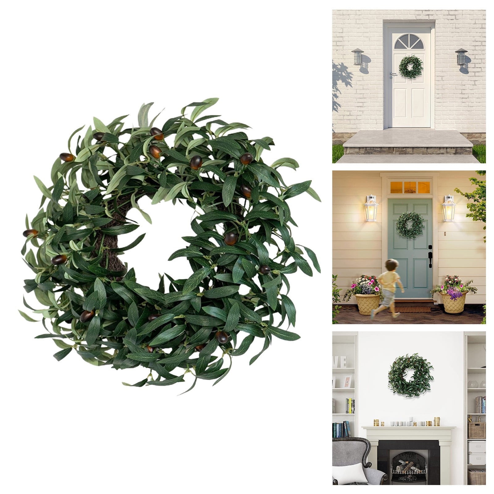 GeBuSn 47cm/18.5in Olive Leaf & Fruit Vines Wreath Garland Home Wall ...