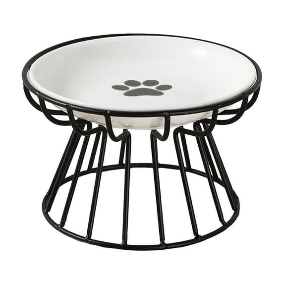 GeBuSn Raised Ceramic Cat Dish With Metal Stand Friendly Vomit Ceramic ...