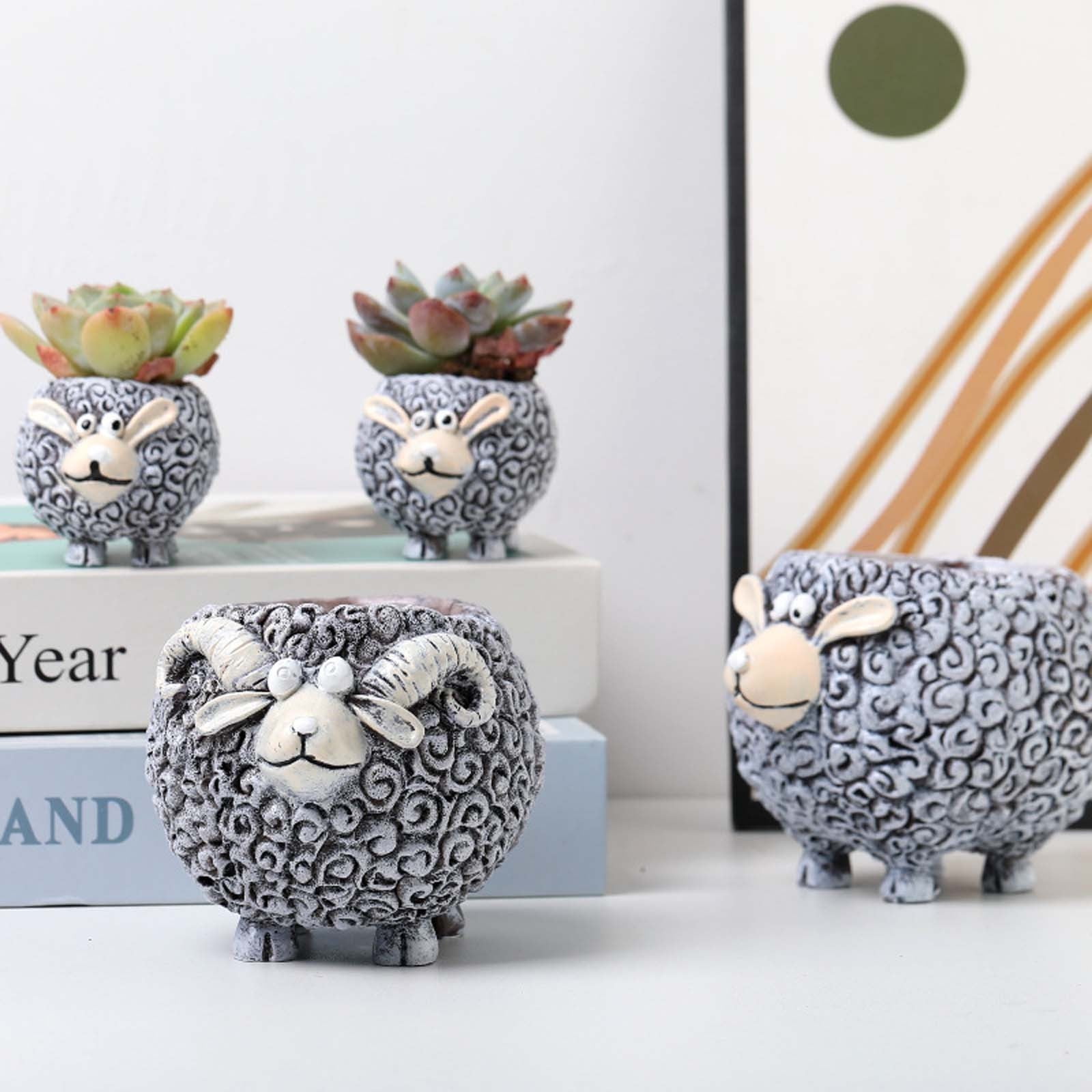 GeBuSn Sheep Succulent Planter Cute Sheep Flower Pot Sheep Statue ...