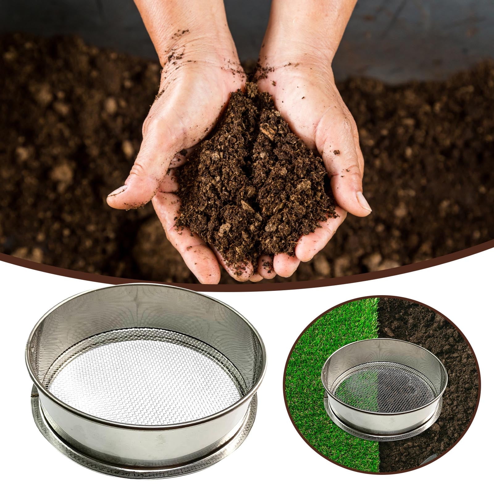 GeBuSn Soil Metal Sieve Garden Sieve Filter Small Handheld Soil Sieve ...