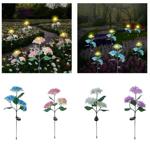 GeBuSn Solar Outdoor Lights Hydrangea Garden Lights Water Proof Ground ...