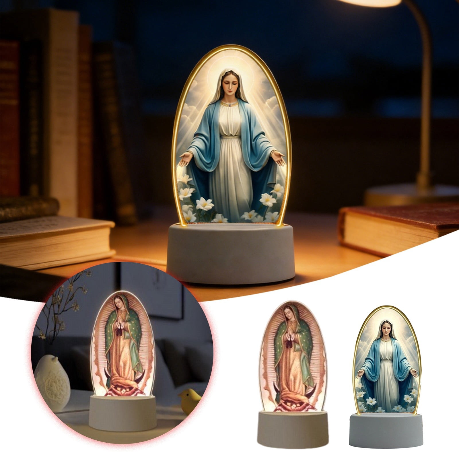 GeBuSn Virgin Prayer Lamp Mary Prayer Night Light USB Powered Warm ...