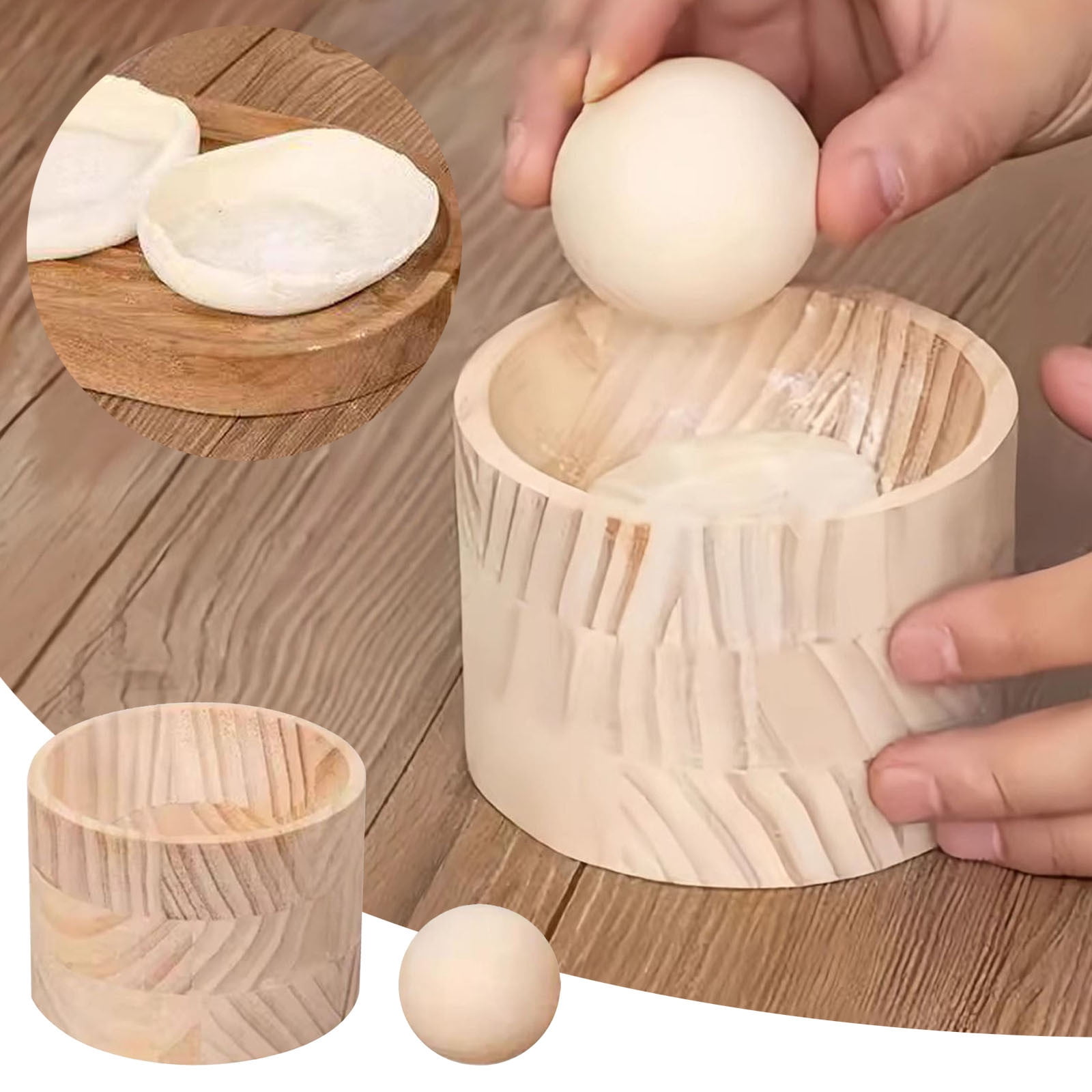 GeBuSn Wooden Dumpling Press Tool Hand Pie Maker Bakeware Tool Qingming ...