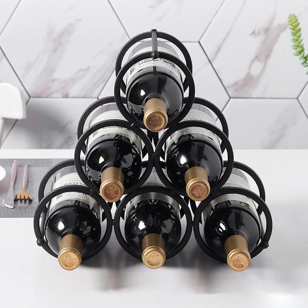 GeLive Small Tabletop Wine Rack 6 Bottles Triangle Freestanding ...