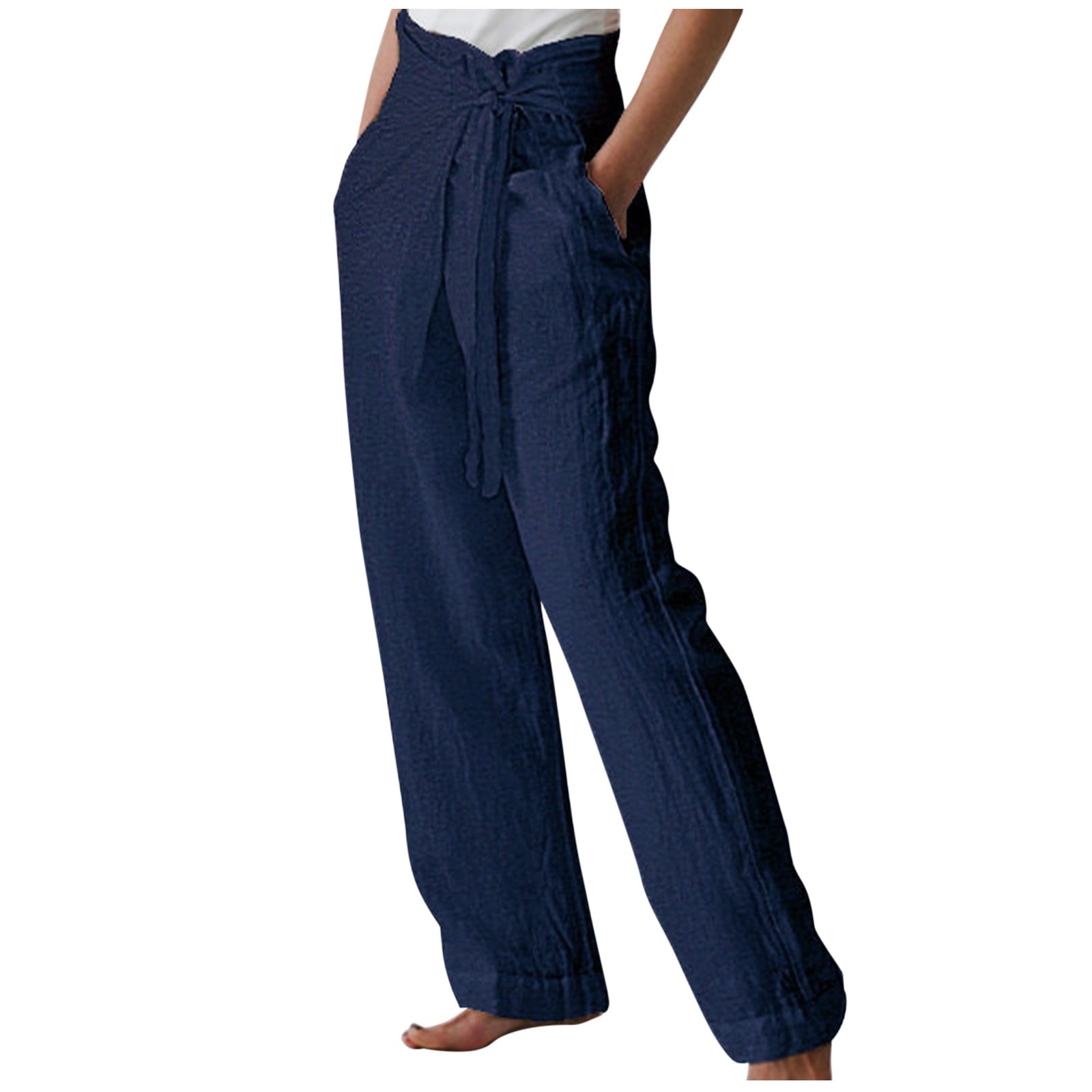 GeNai Womens Pants Casual Work Ladies Capri Pants Elastic Waist Womens ...