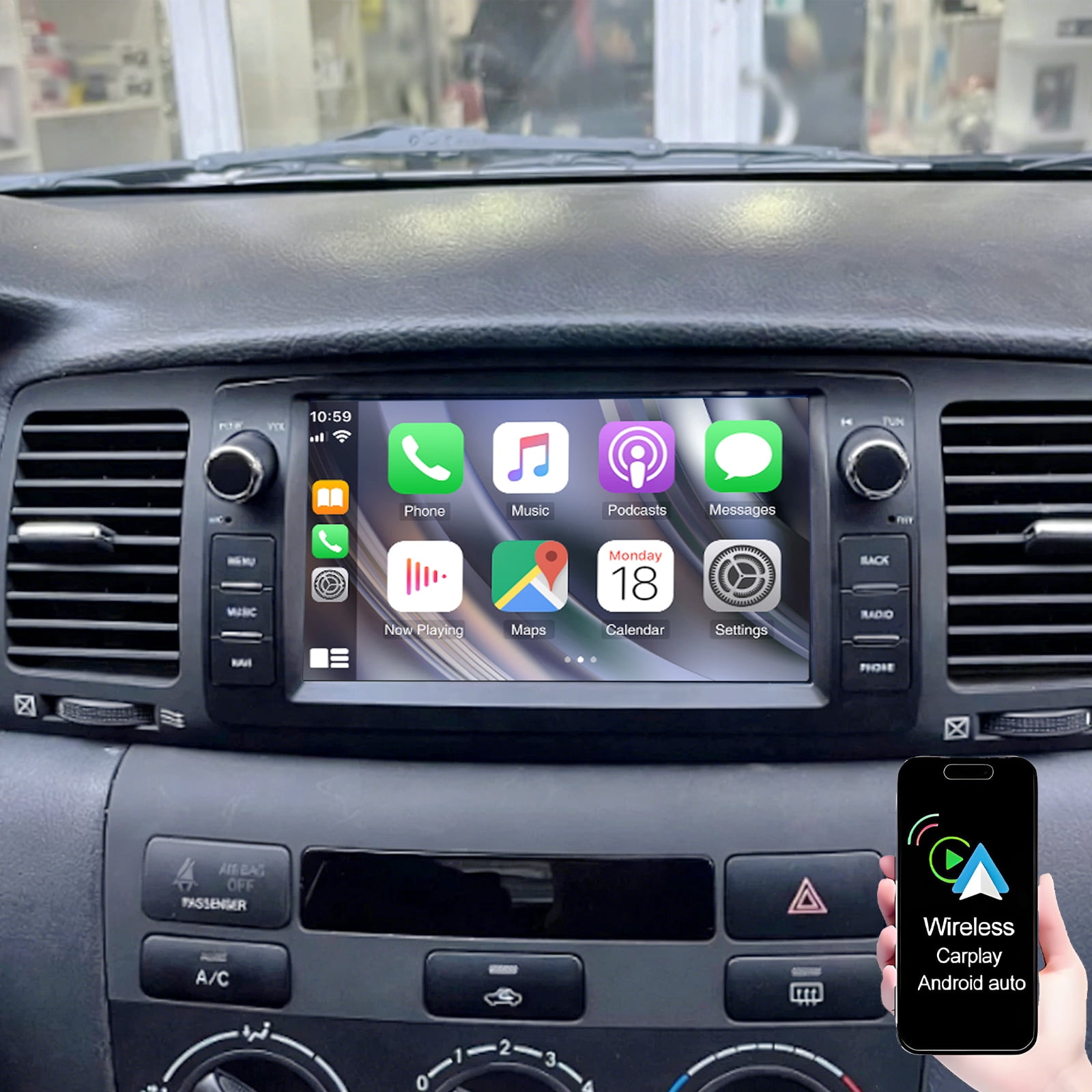 Geabo 7“ Touch Screen Car Stereo for Toyota Corolla 2000-2006, 4+64G ...