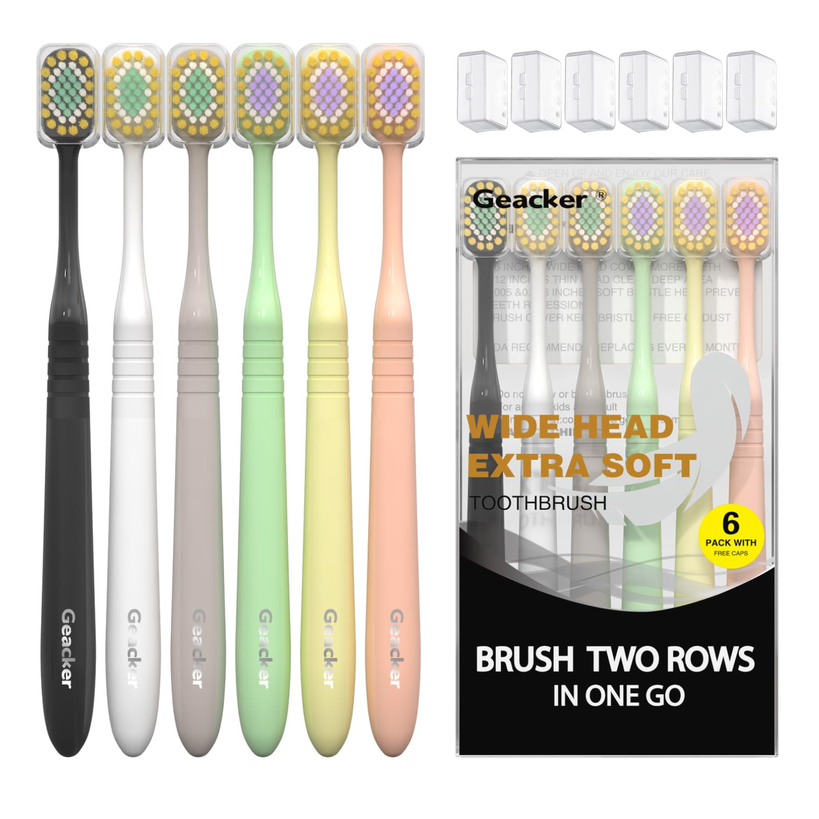 Geacker Extra Soft Toothbrush IFF17 with Wide Head for Adults Sensitive ...