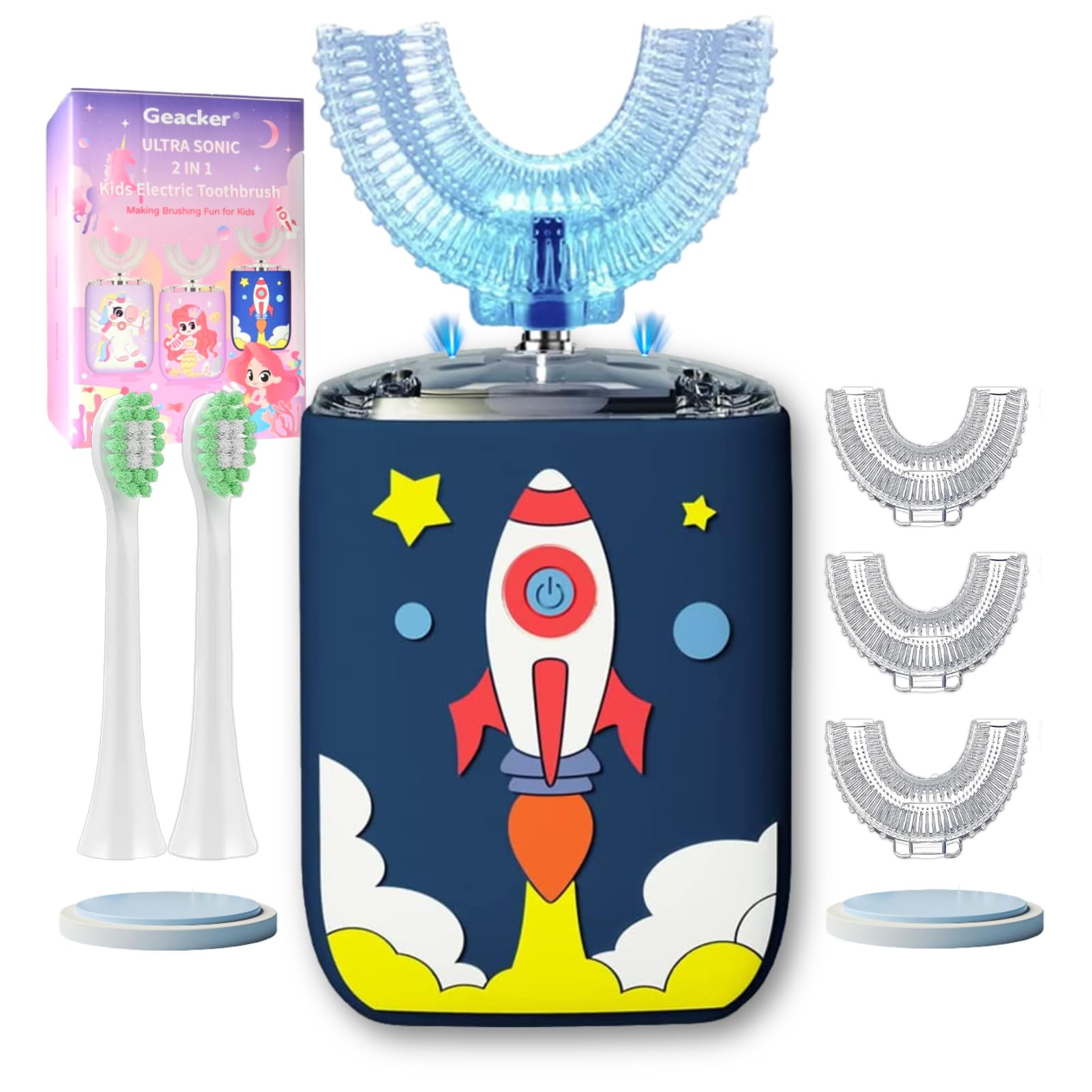 Geacker Kids U Shaped Electric Toothbrush Ultrasonic Automatic Brush ...