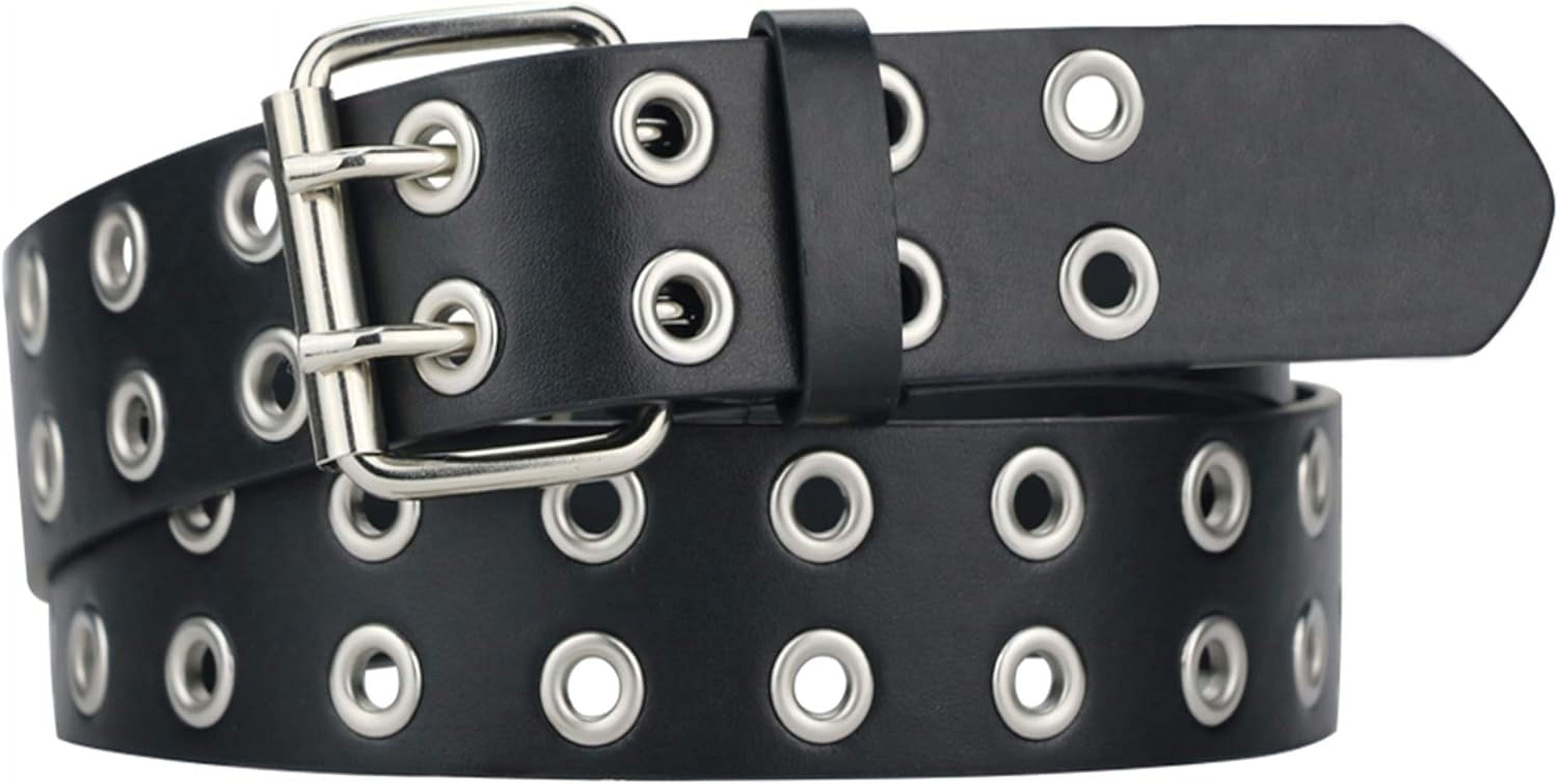 Gealach 1 Piece Punk Rock Belt, Double Hole Metal Rivets, Unisex Gift, 105/110cm Buckle Size ...