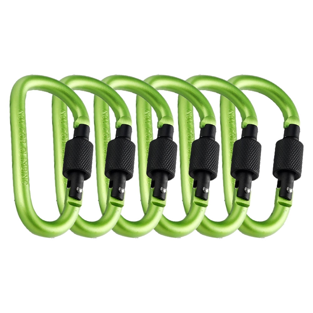 Gealach 6-Pack Green Heavy Duty Carabiners, 4.2x8cm, Locking Spring ...