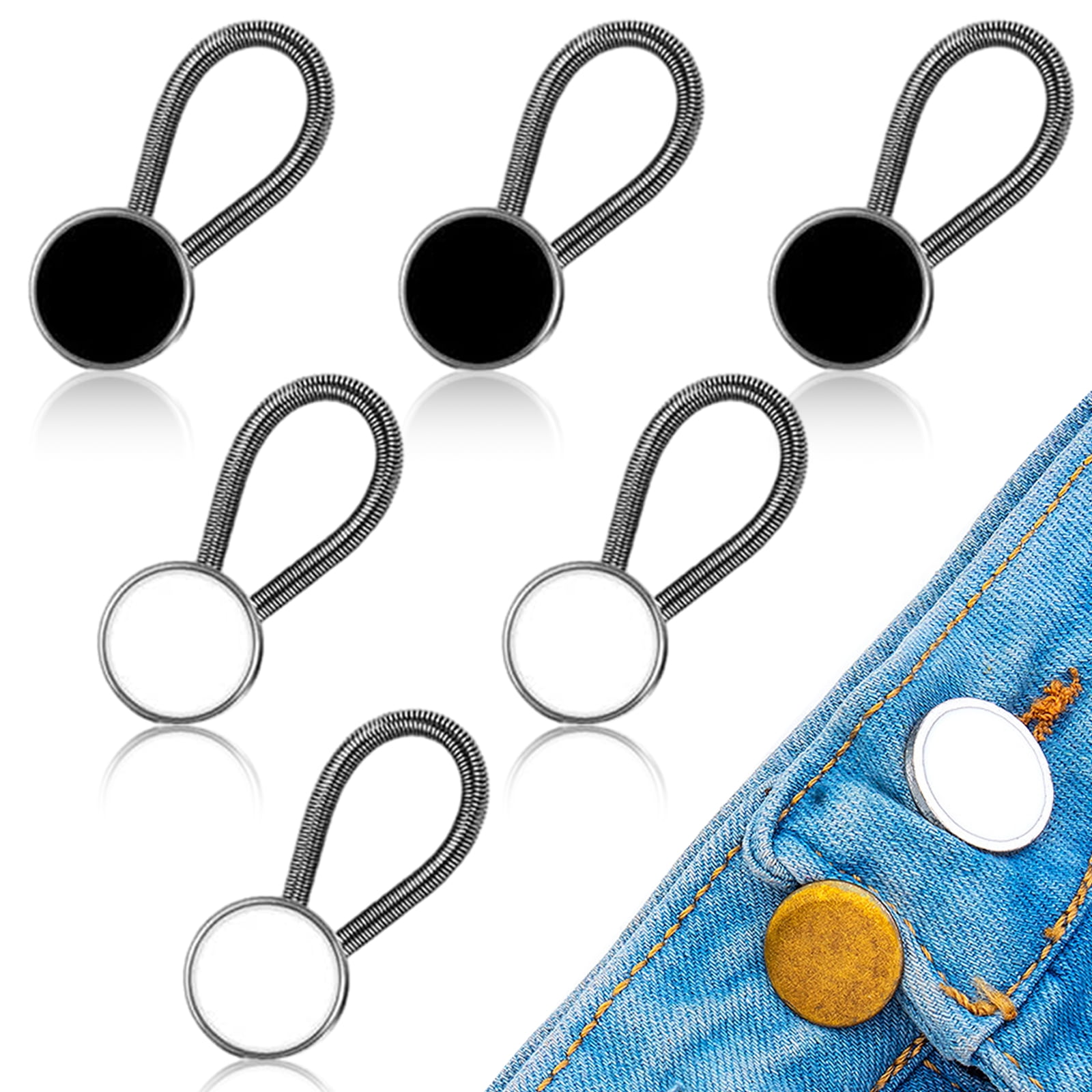 Gealach 6-Pack Elastic Button Collar Extenders, Instantly Increase 1 ...