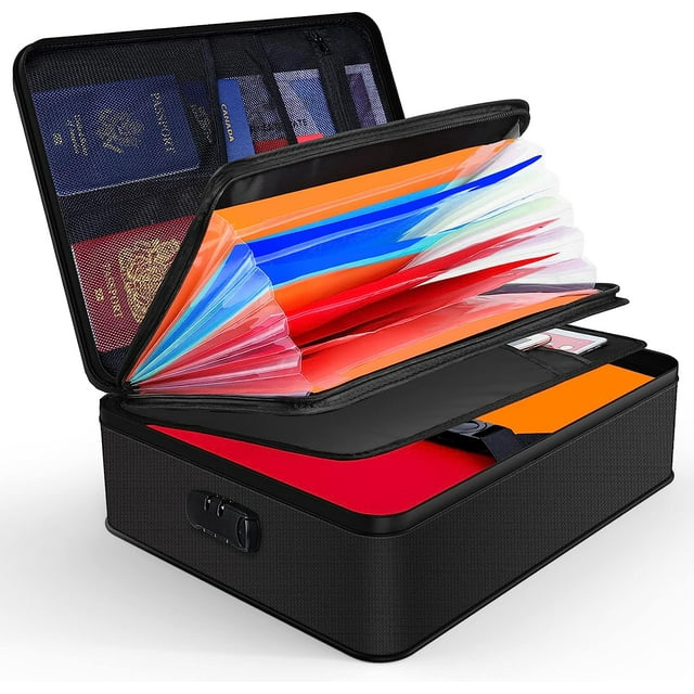 Gealach Fireproof Lockable File Box, 7 Compartments Organizer ...