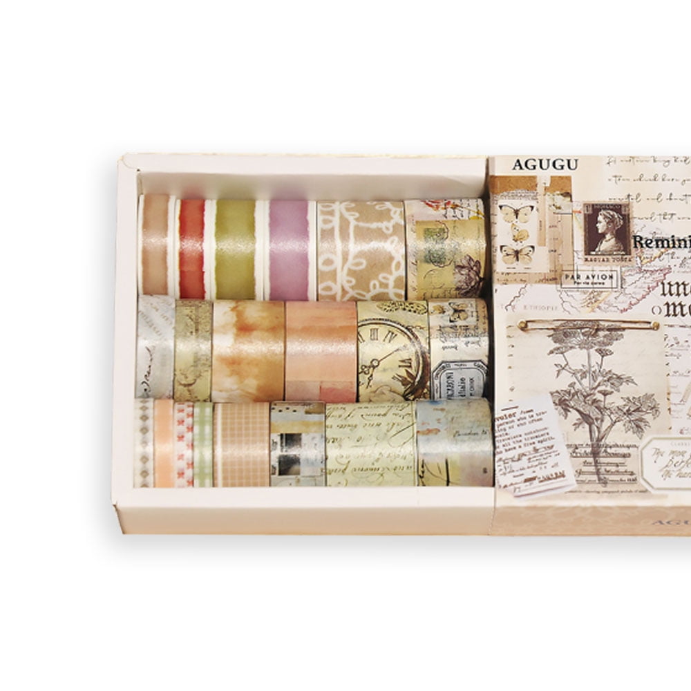 Gealach Washi Tape Set, 20 Rolls, Vintage Designs, 1 Box, 11.2m x 10 ...