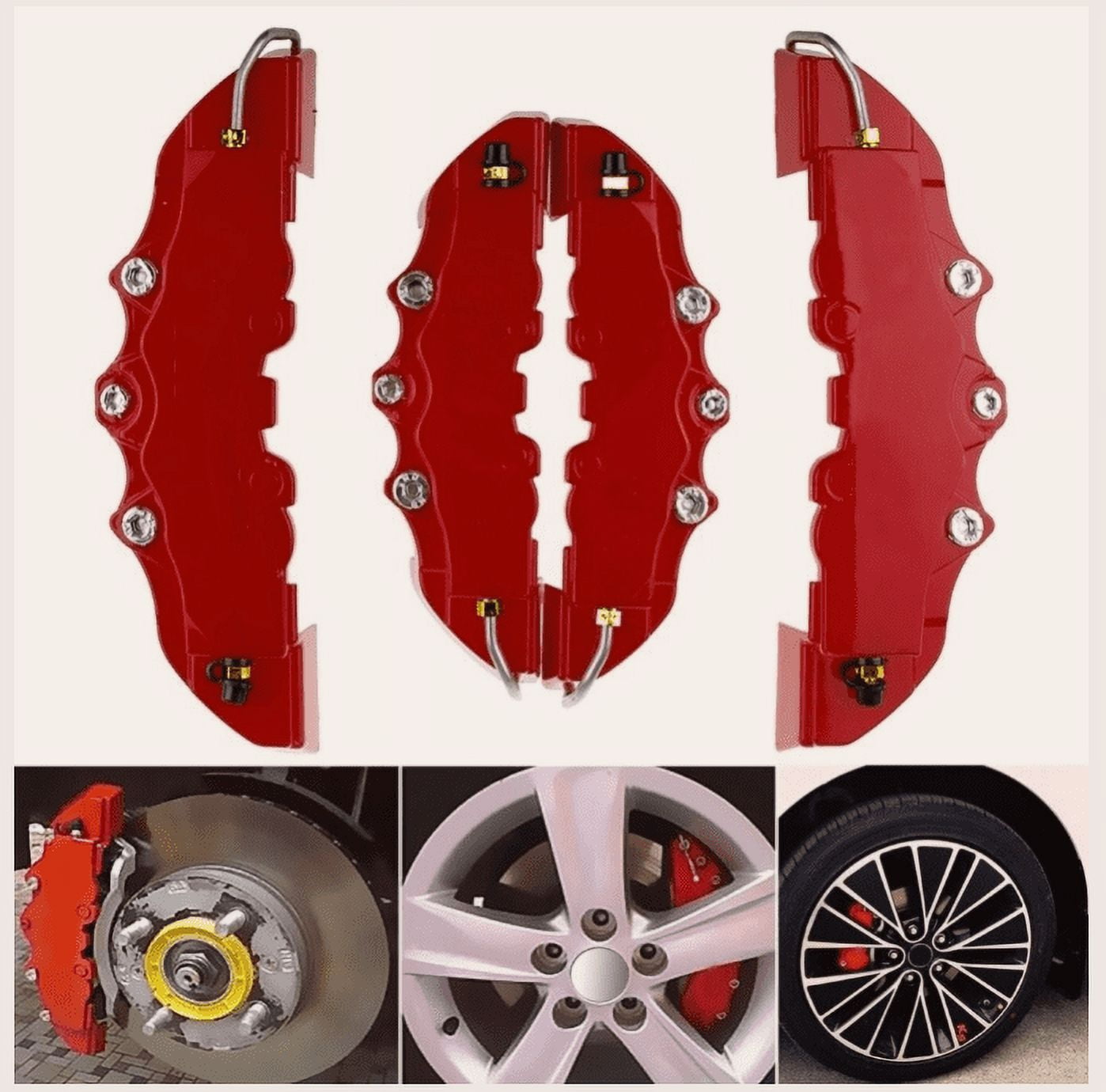 Gealach us 4 Red Caliper Covers, 3D Styling, Universal Front & Rear ...