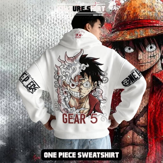 Gear 5 Luffy Hoodie : One Piece Anime - Epic Transformation Hoodie ...