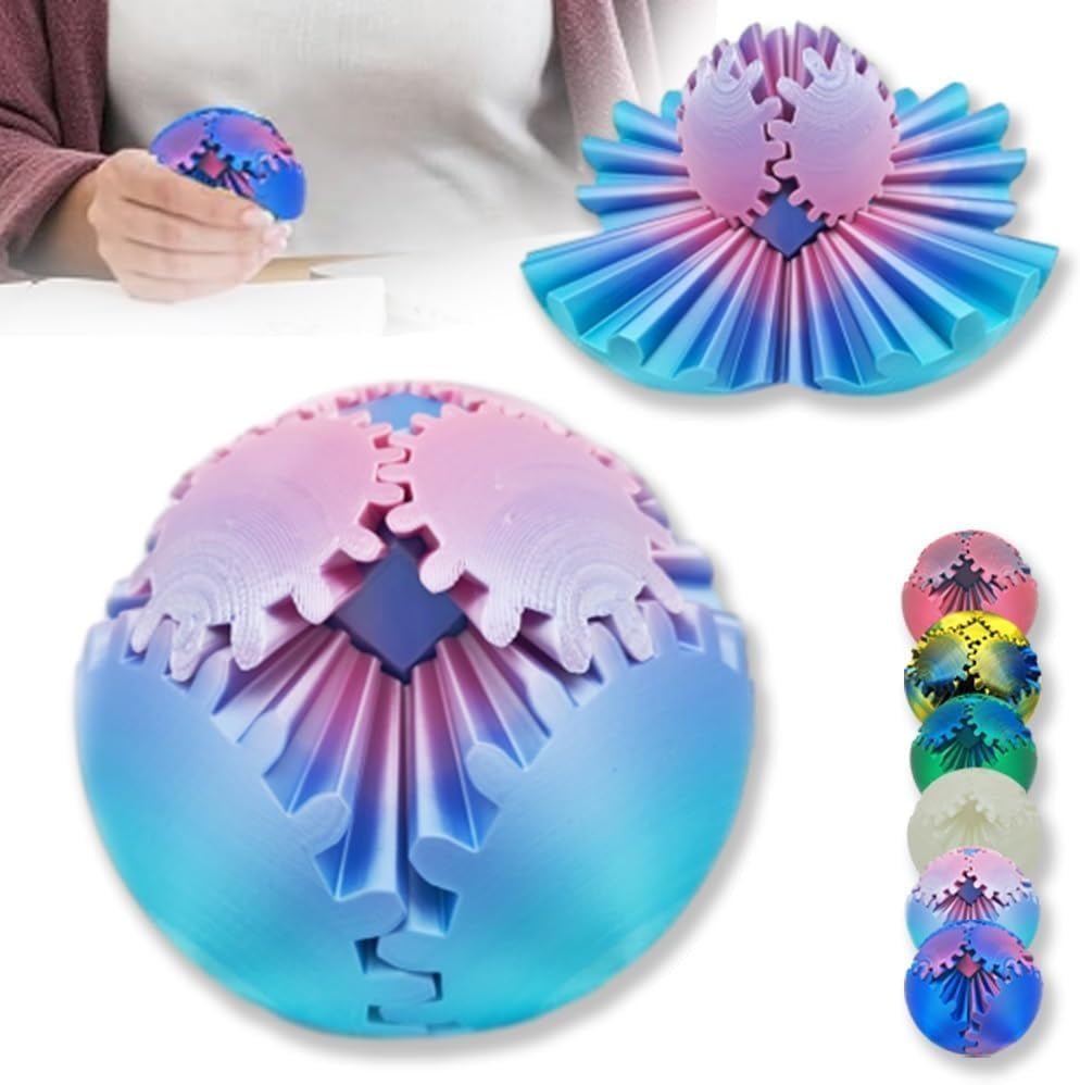 Gear Ball 3D Printed Gear Ball,Gear Sphere,Spin Ball or Cube Fidget Toy ...