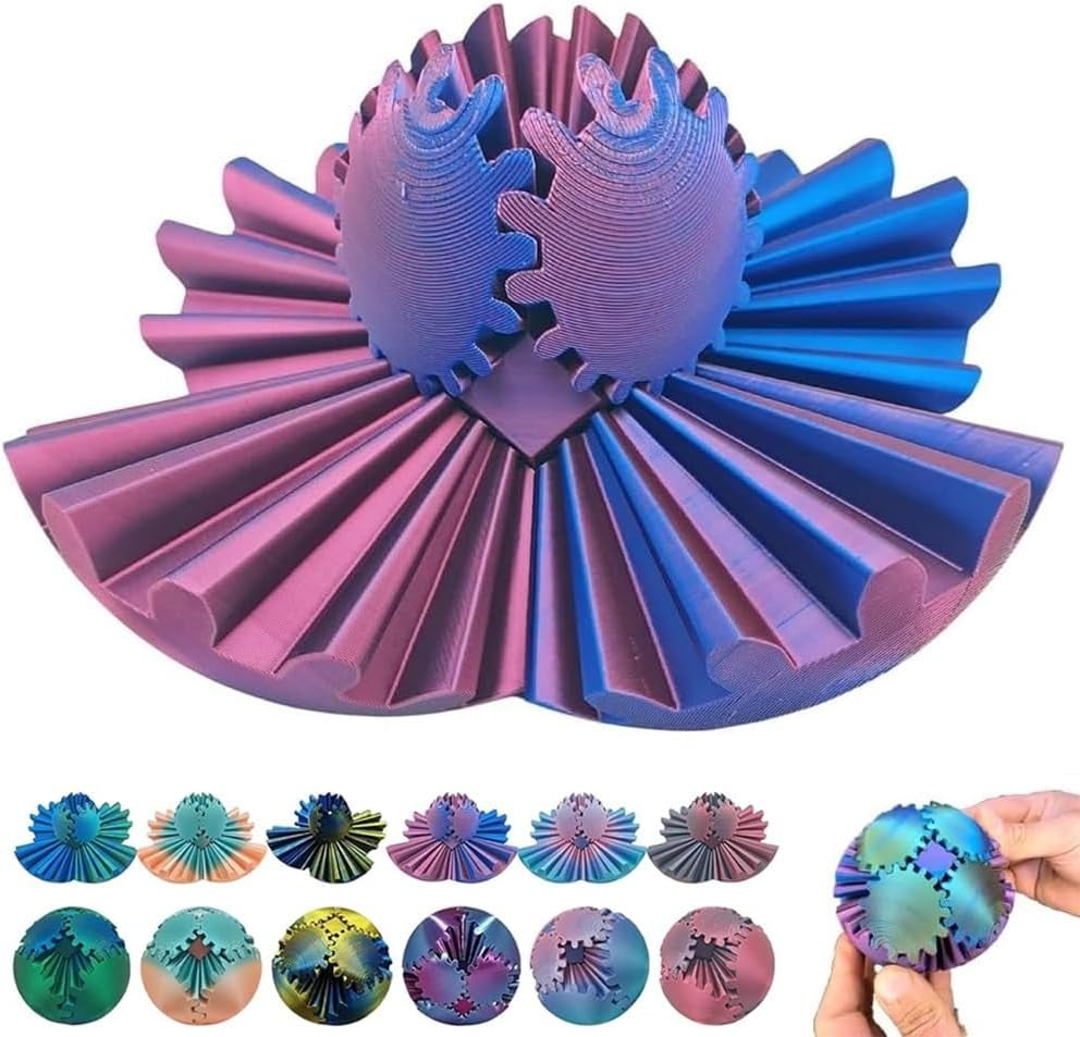 Gear Ball 3D Printed Gear Ball Spin Ball OR Cube Fidget Toy, Gear Ball ...