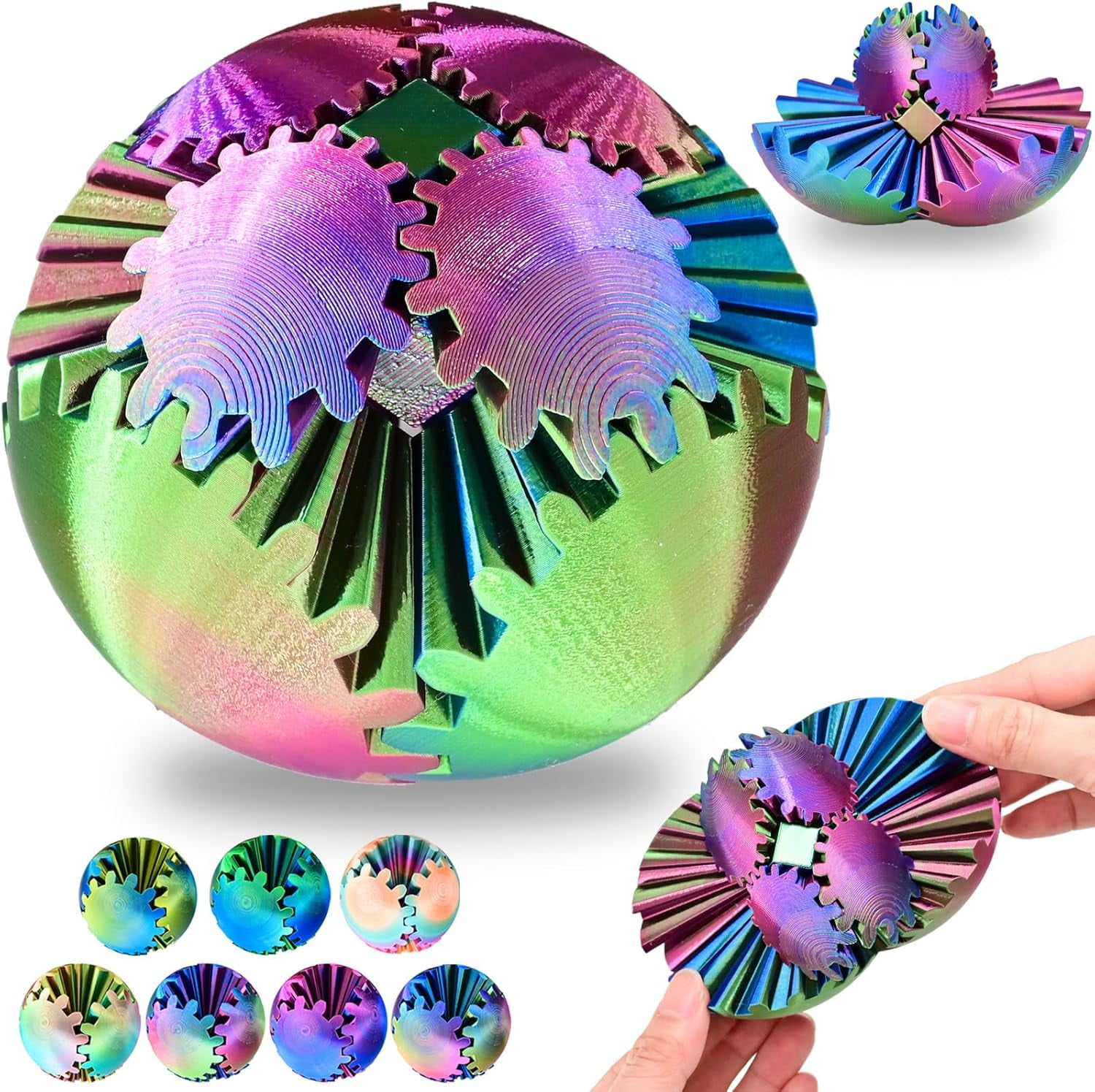 Gear Ball 3D Printed Gear Ball Spin Ball Cube Fidget Toy, Gear Sphere ...
