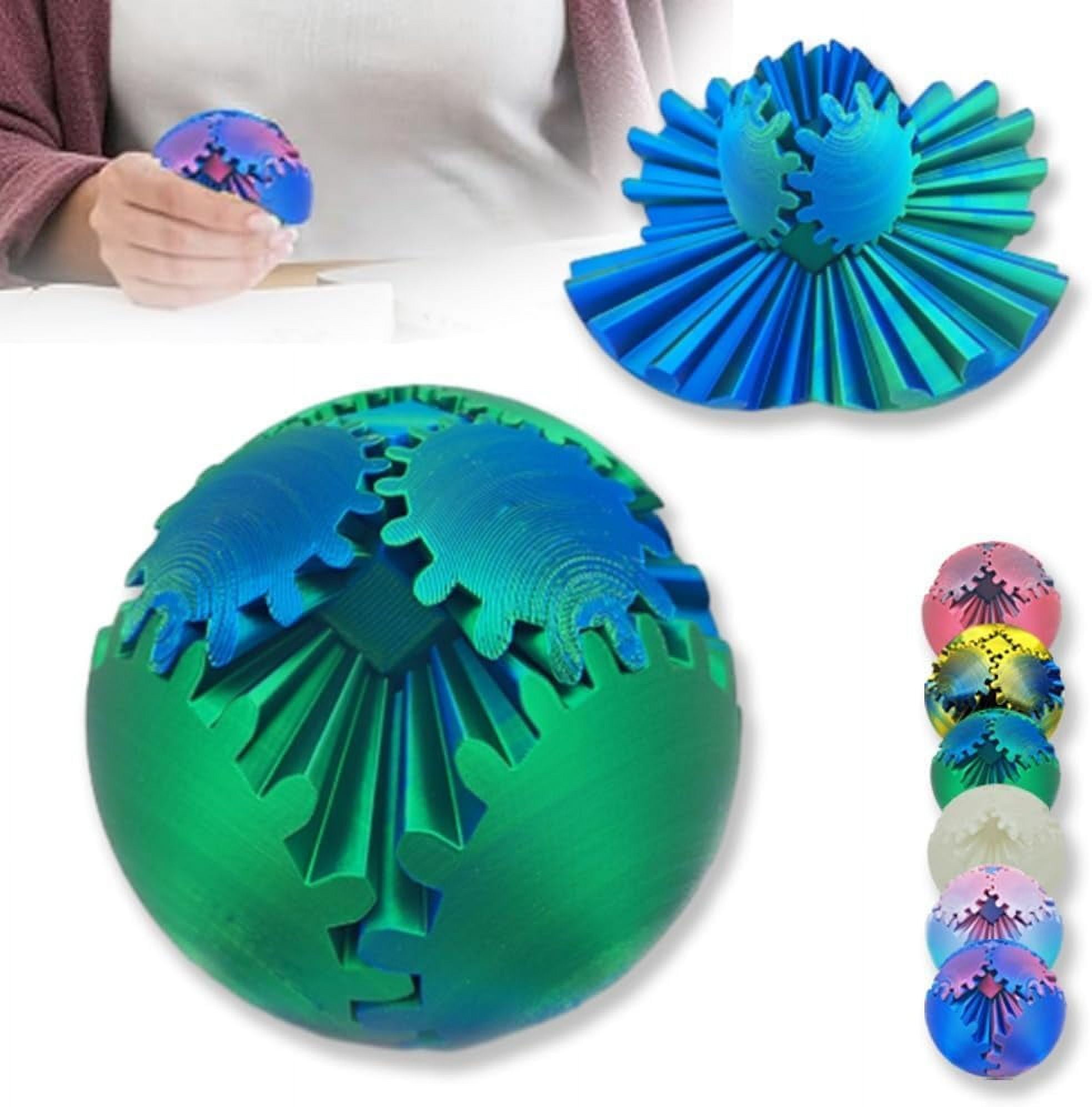 Gear Ball 3D Printed Gear Ball Spin Ball & Cube Fidget Toy, Gear Sphere ...