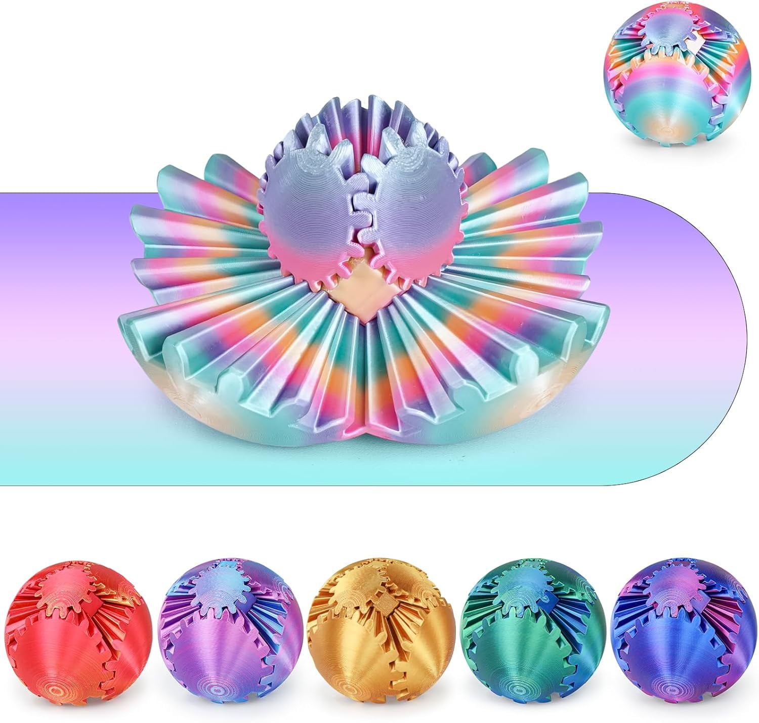 Gear Ball 3D Printed Spin Ball or Cube Fidget Toy,Gear Sphere Fidget ...
