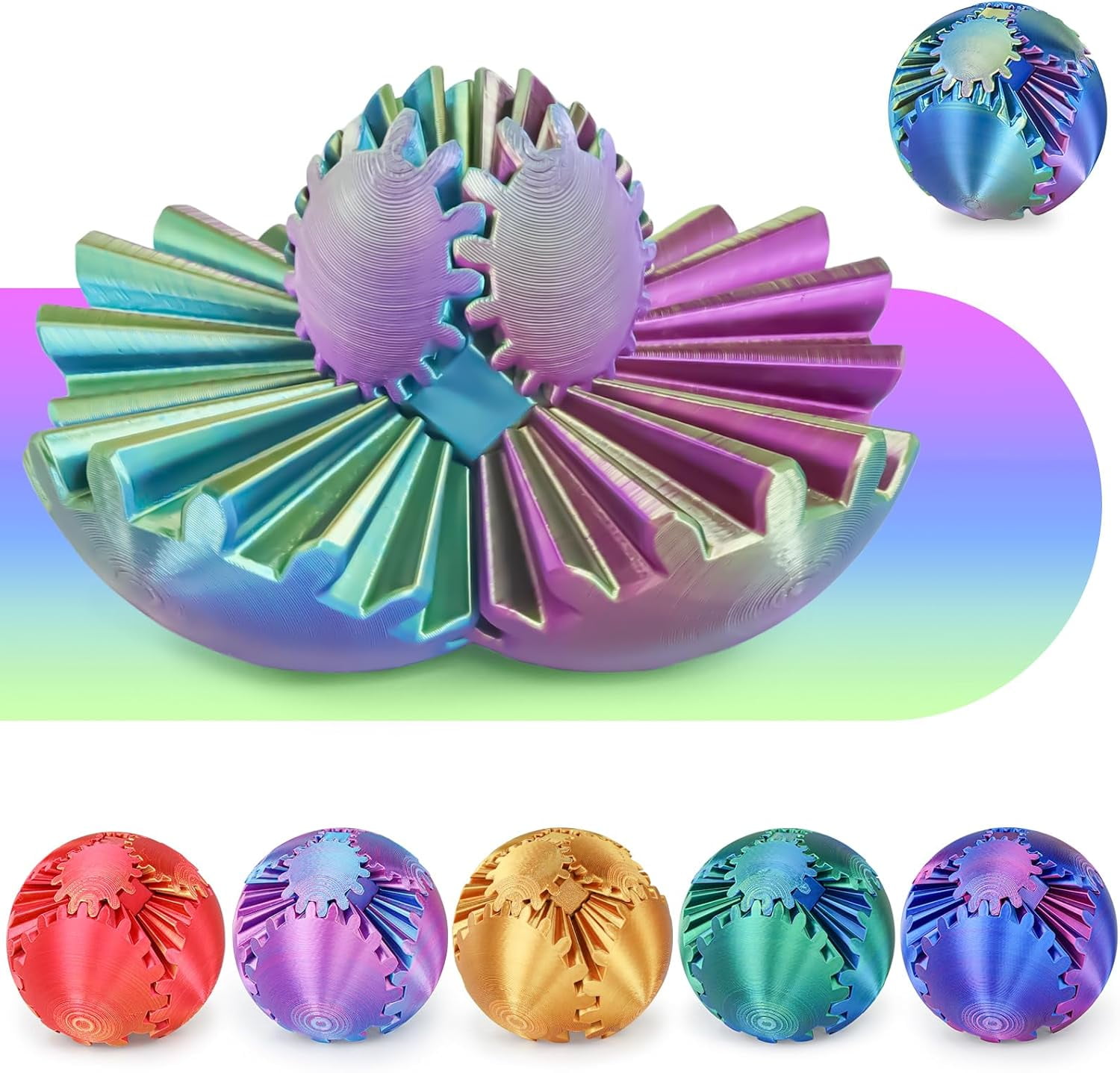 Gear Ball 3D Printed Spin Ball or Cube Fidget Toy,Gear Sphere Fidget ...