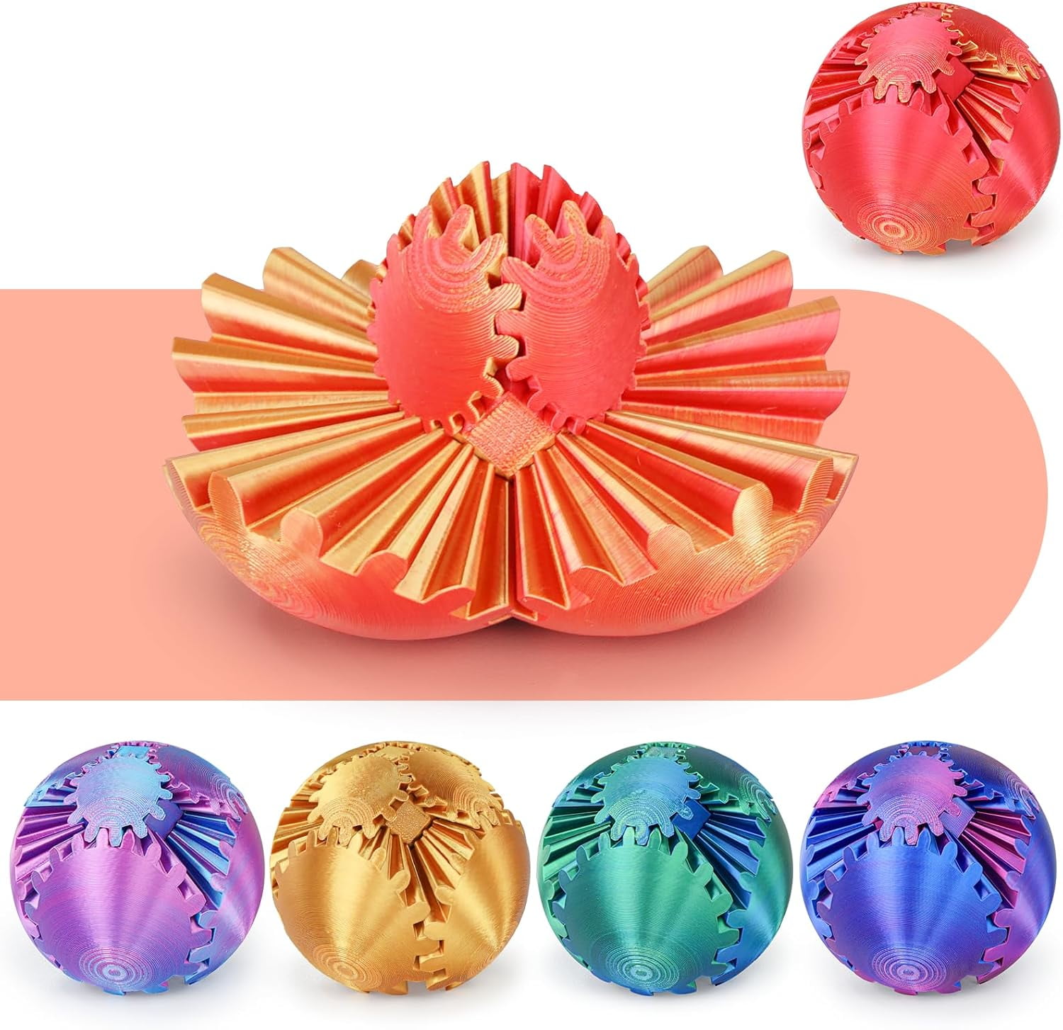 Gear Ball 3D Printed Spin Ball or Cube Fidget Toy,Gear Sphere Fidget ...